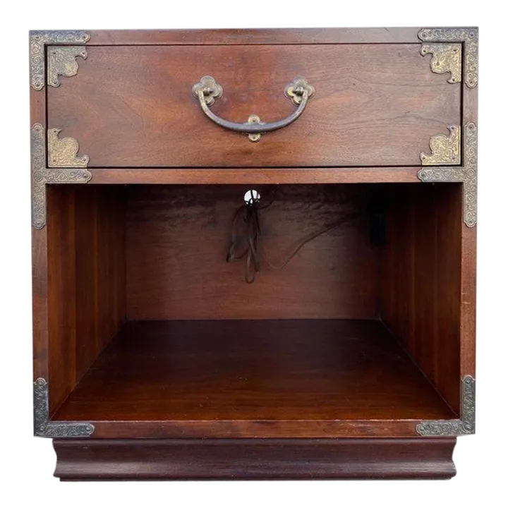 Chinoiserie Nightstand by Henredon Tansu Vintage Dark Wood & Brass ...
