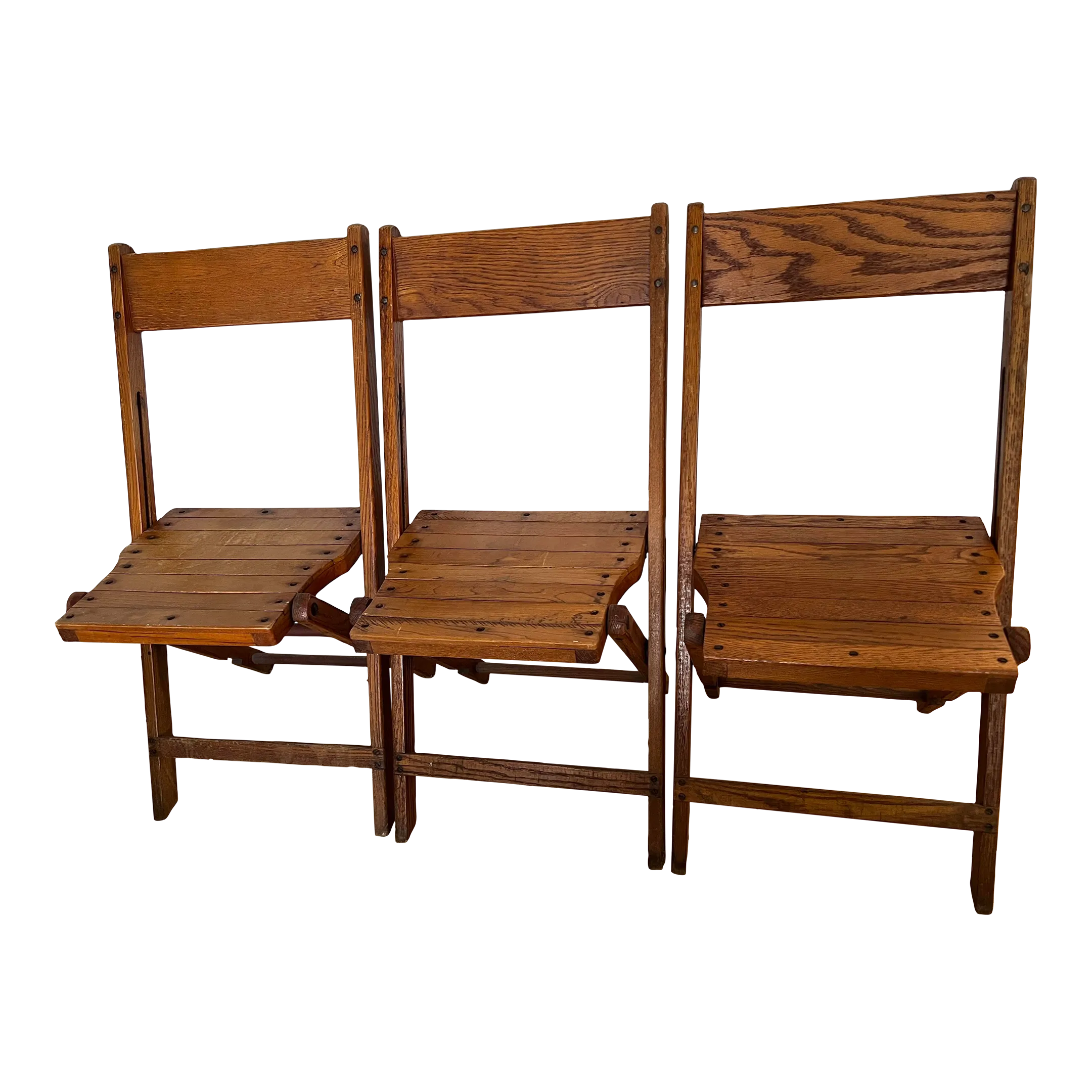 Vintage 1930’s Snyder Oak Folding Chairs, Set of 3 | Chairish