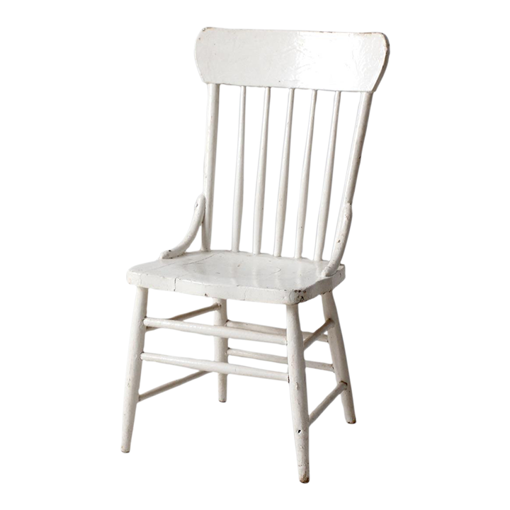 Antique White Pressed Back Chair | Chairish