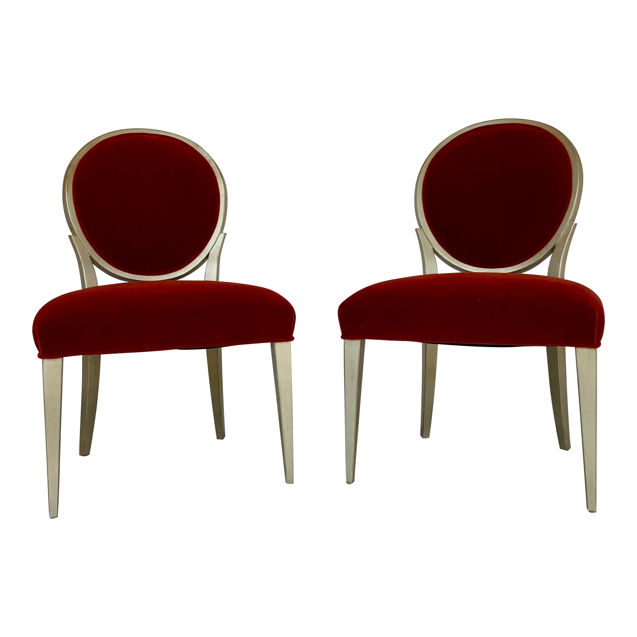Hickory White Modern Red Mohair Oval Back Side Chairs Pair | Chairish