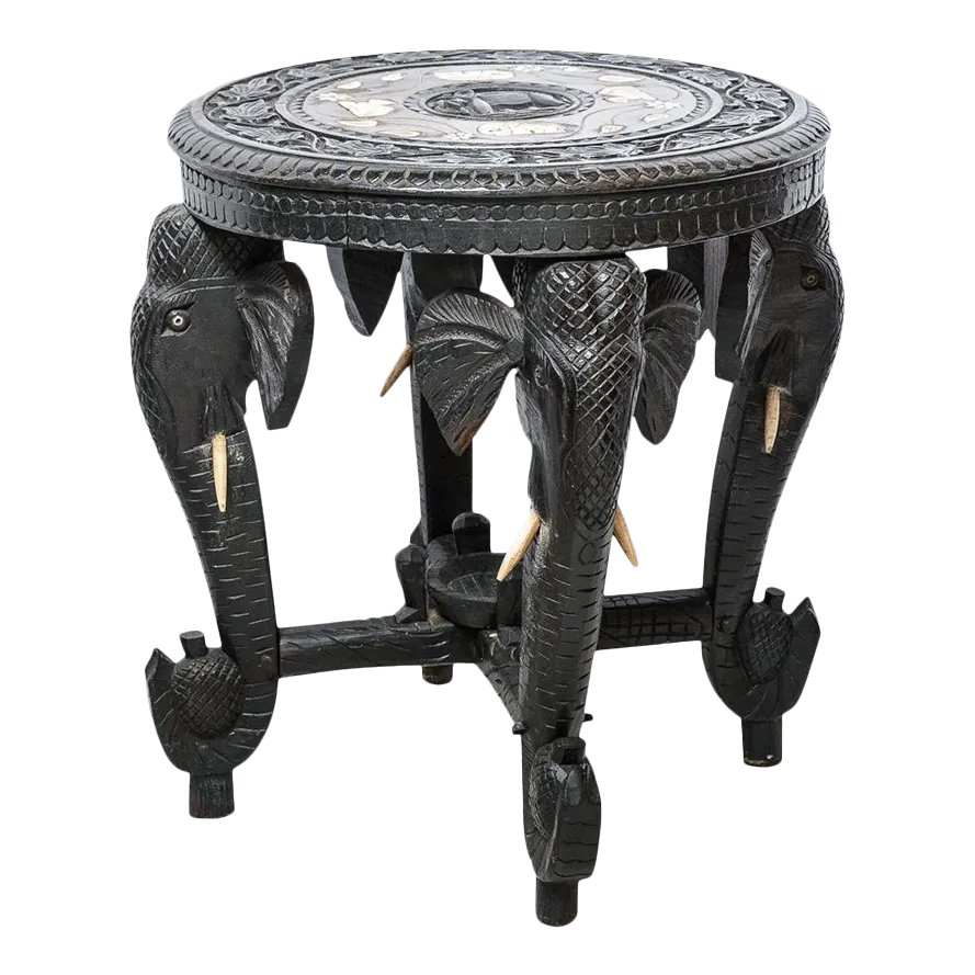 Vintage Round Elephant Table | Chairish