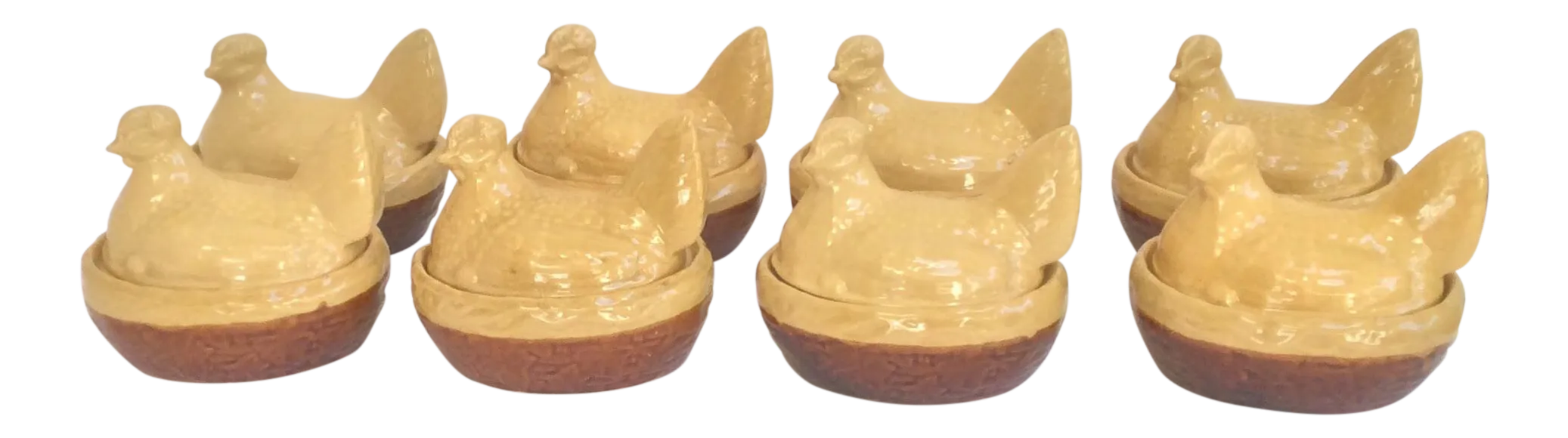 Hen Covered Casserole Dishes - Set of 8 | Chairish