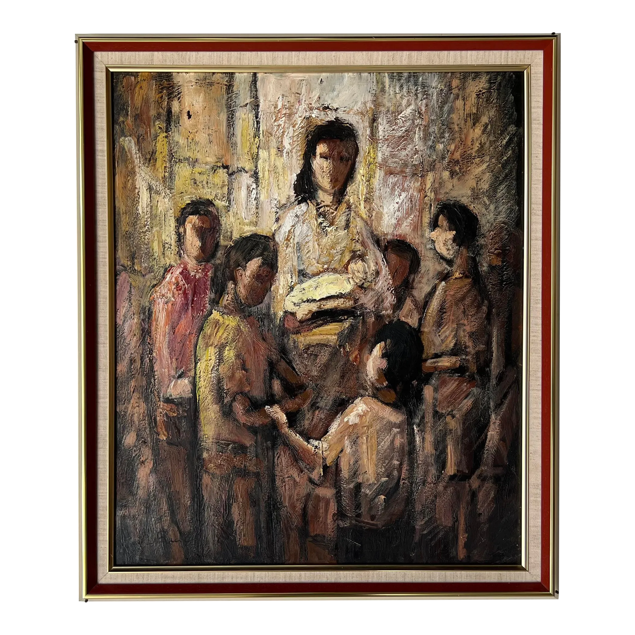 70's R. Bael Figurative Impressionist Abstract Oil Painting | Chairish