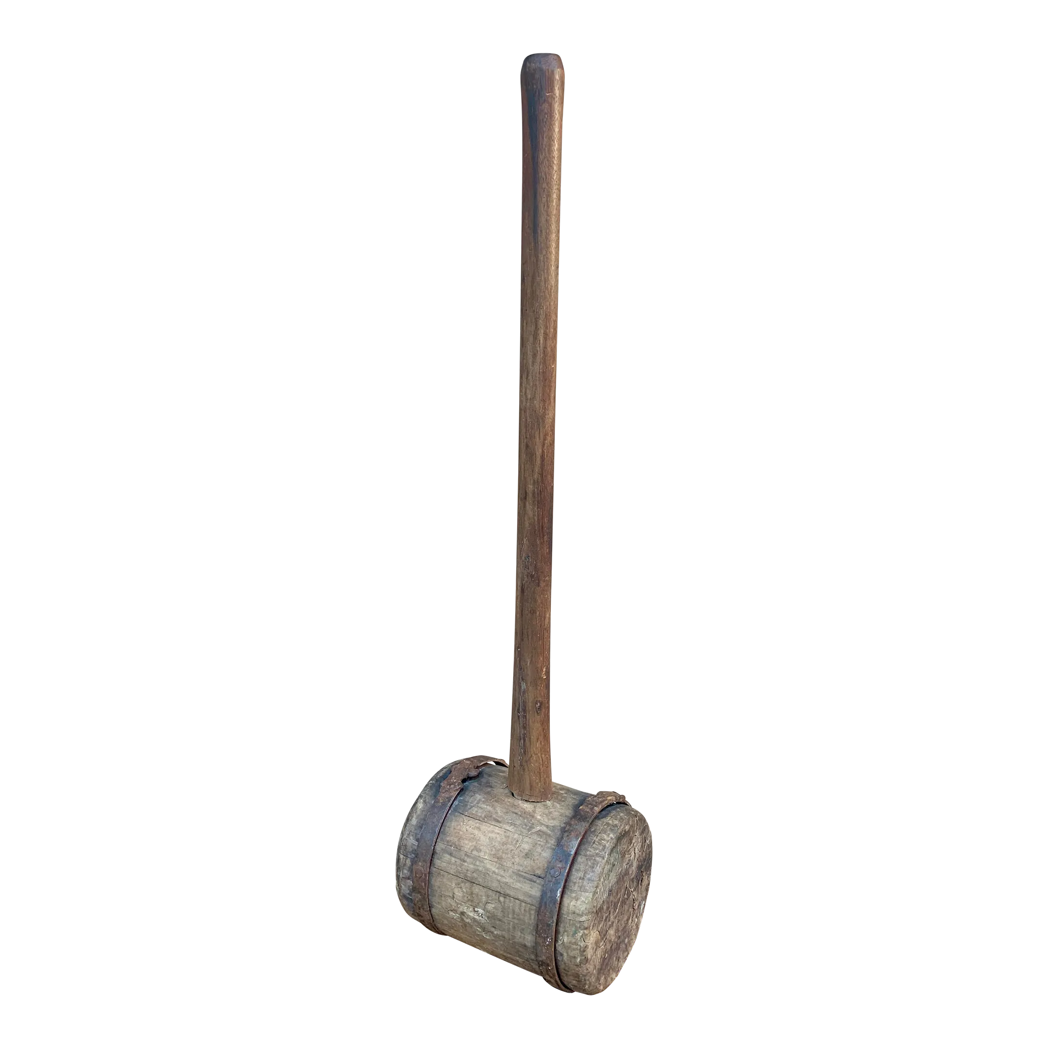Antique Monumental Hand Made Wooden and Wrought Iron Carpenter's Mallet ...