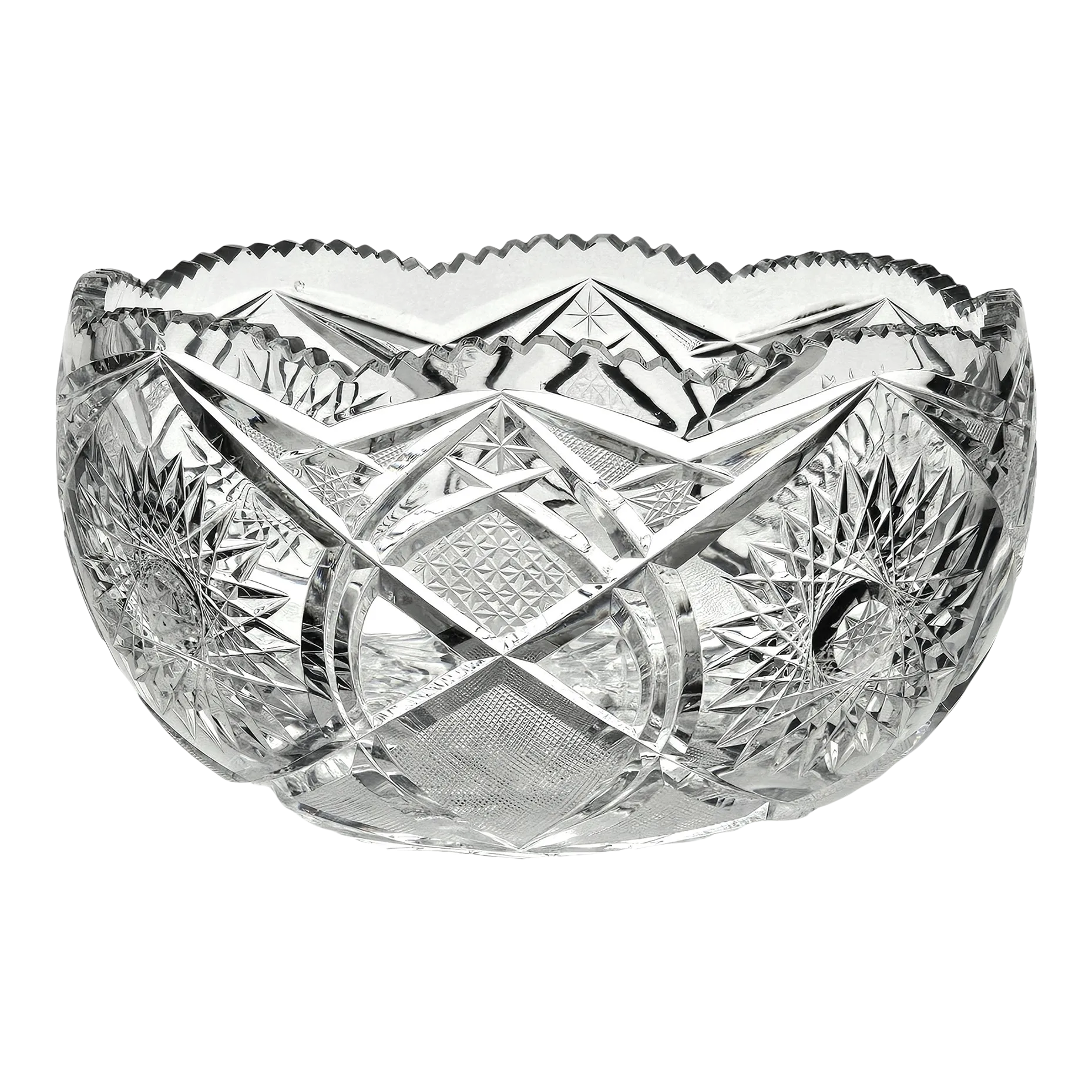 Cut Glass Crystal Dish Bowl Hob Star Sawtooth Edge 5"h | Chairish