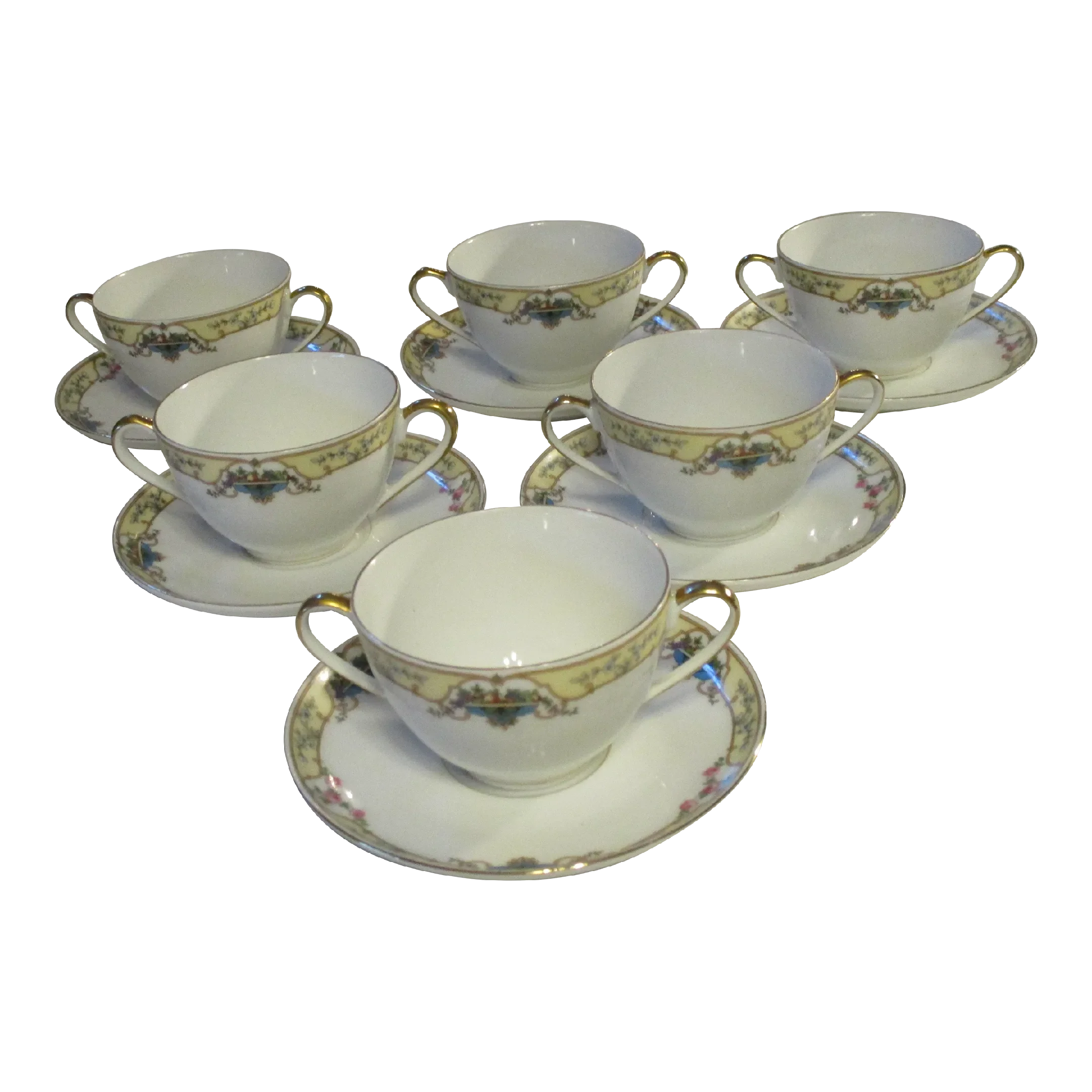 1940s German Bullion Cups & Saucers Set- 12 Pieces | Chairish