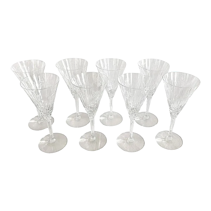 Vintage Set of 8 Seneca Glass Pattern #476-2 Water / Wine Glasses ...