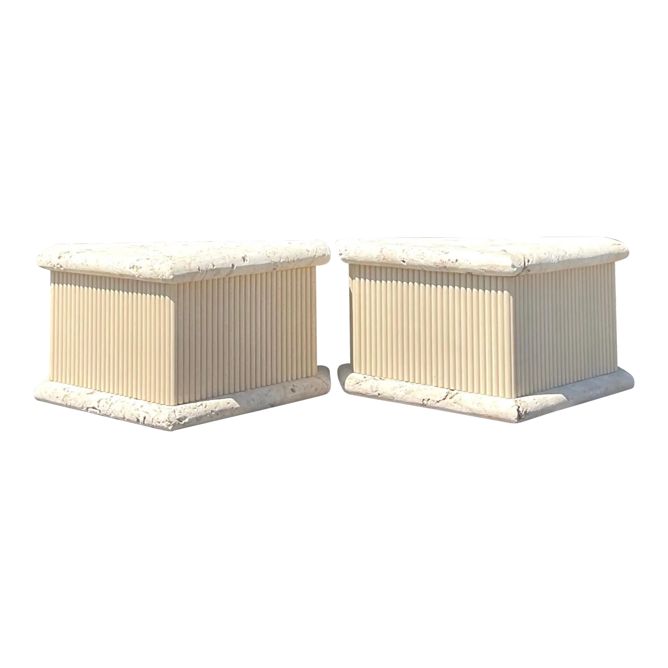 Late 20th Century Vintage Coastal Coquina Stone Side Tables - a Pair ...