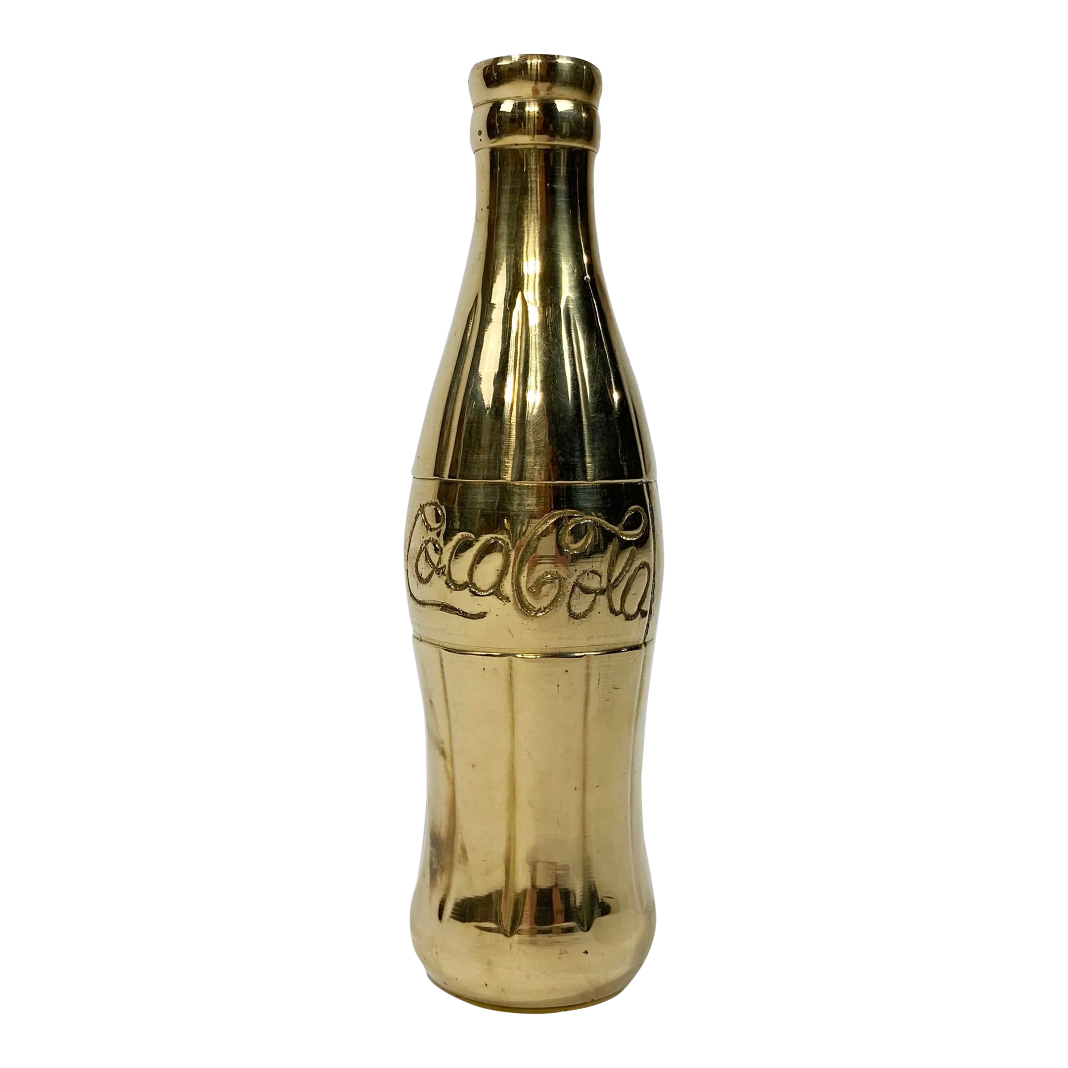 Vintage Brass Coca Cola Bottle Vase Vessel | Chairish