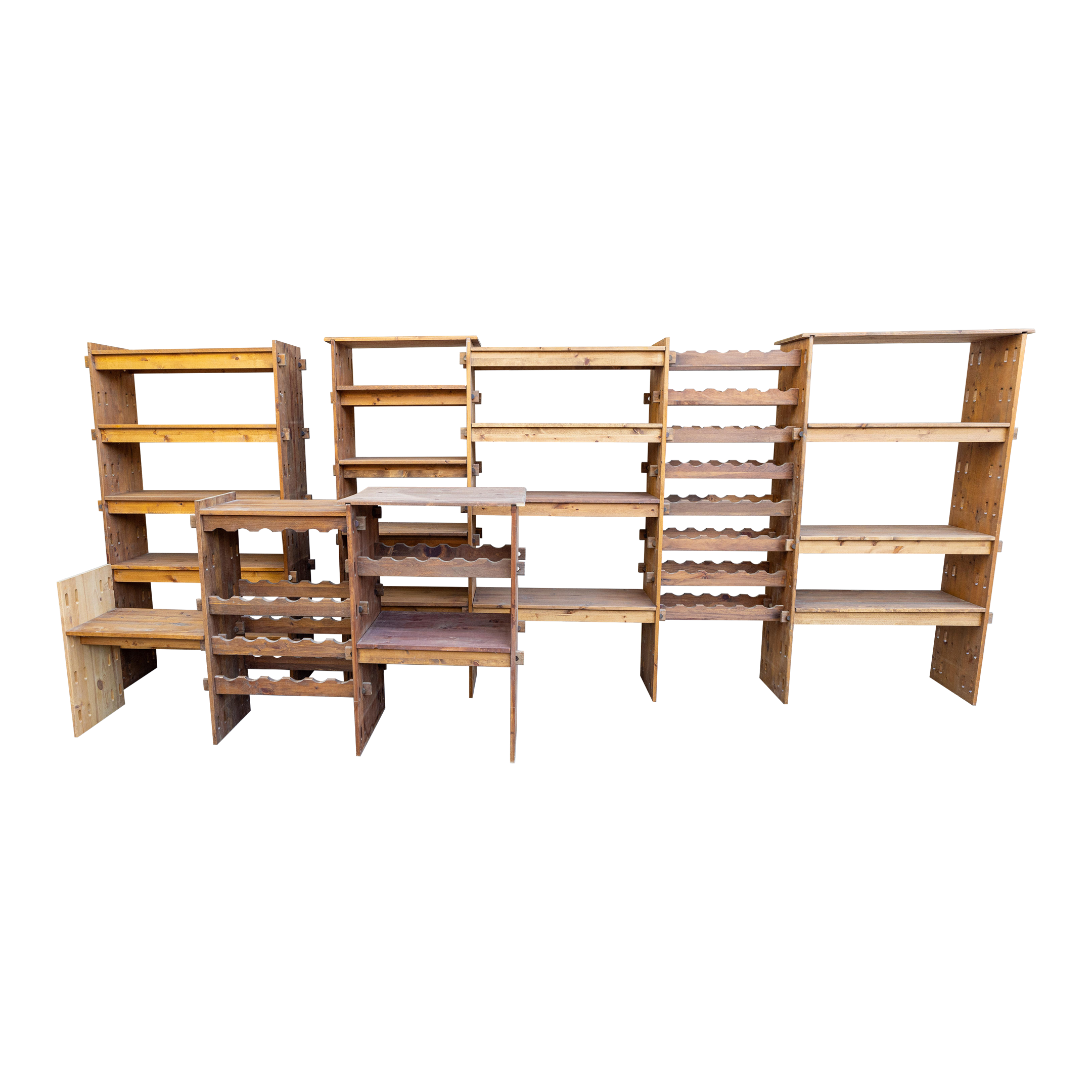 Modular Solid Pine Mortise and Tenon Wall Unit Shelving | Chairish