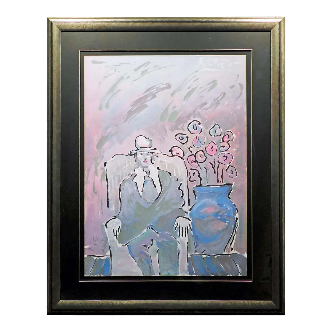 Peter Max "Seated Man" Hand Signed 1981 Serigraph, Custom Framed | Chairish