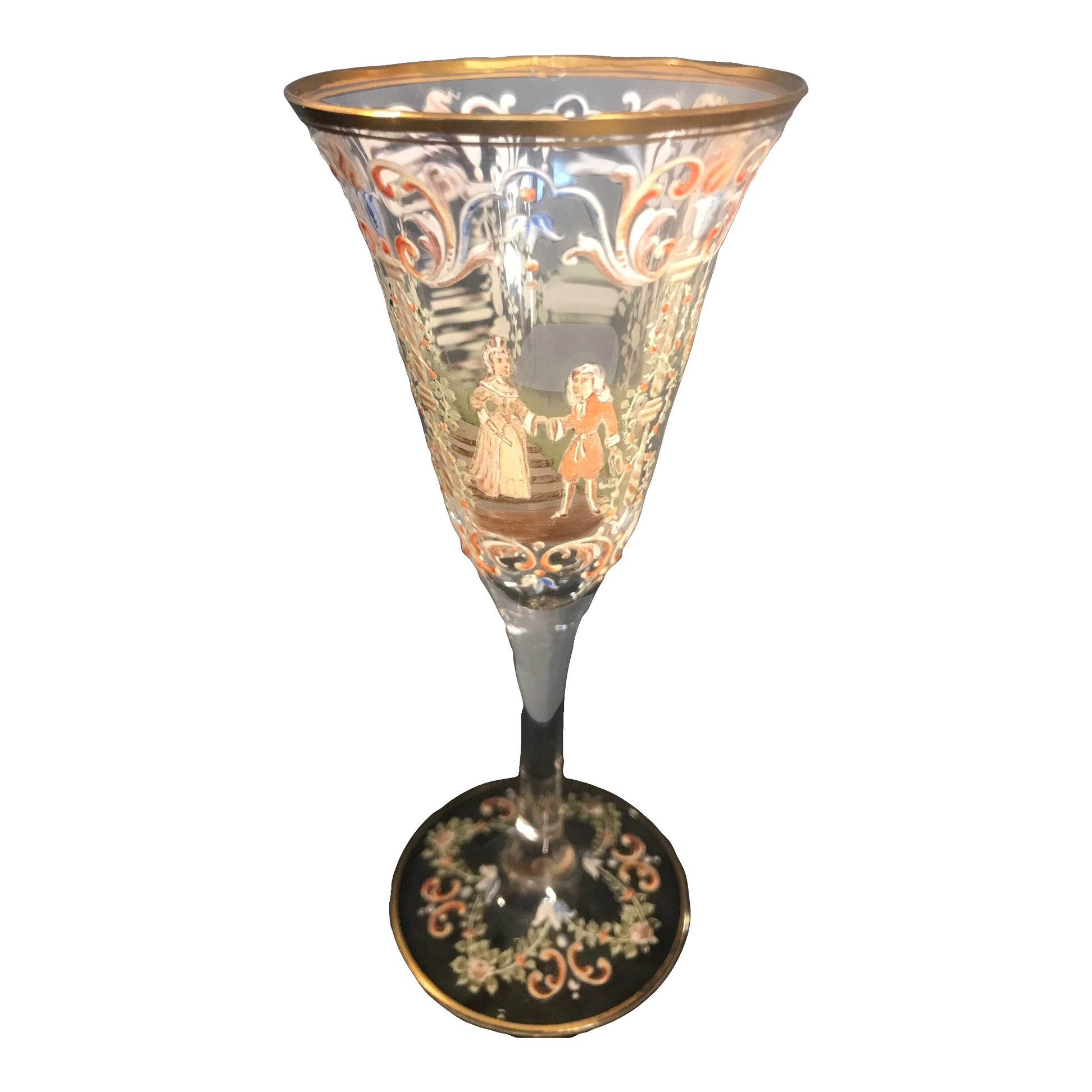 Antique Circa 1900 Hand Painted and Enameled Crystal Cup Aperitif Glass ...