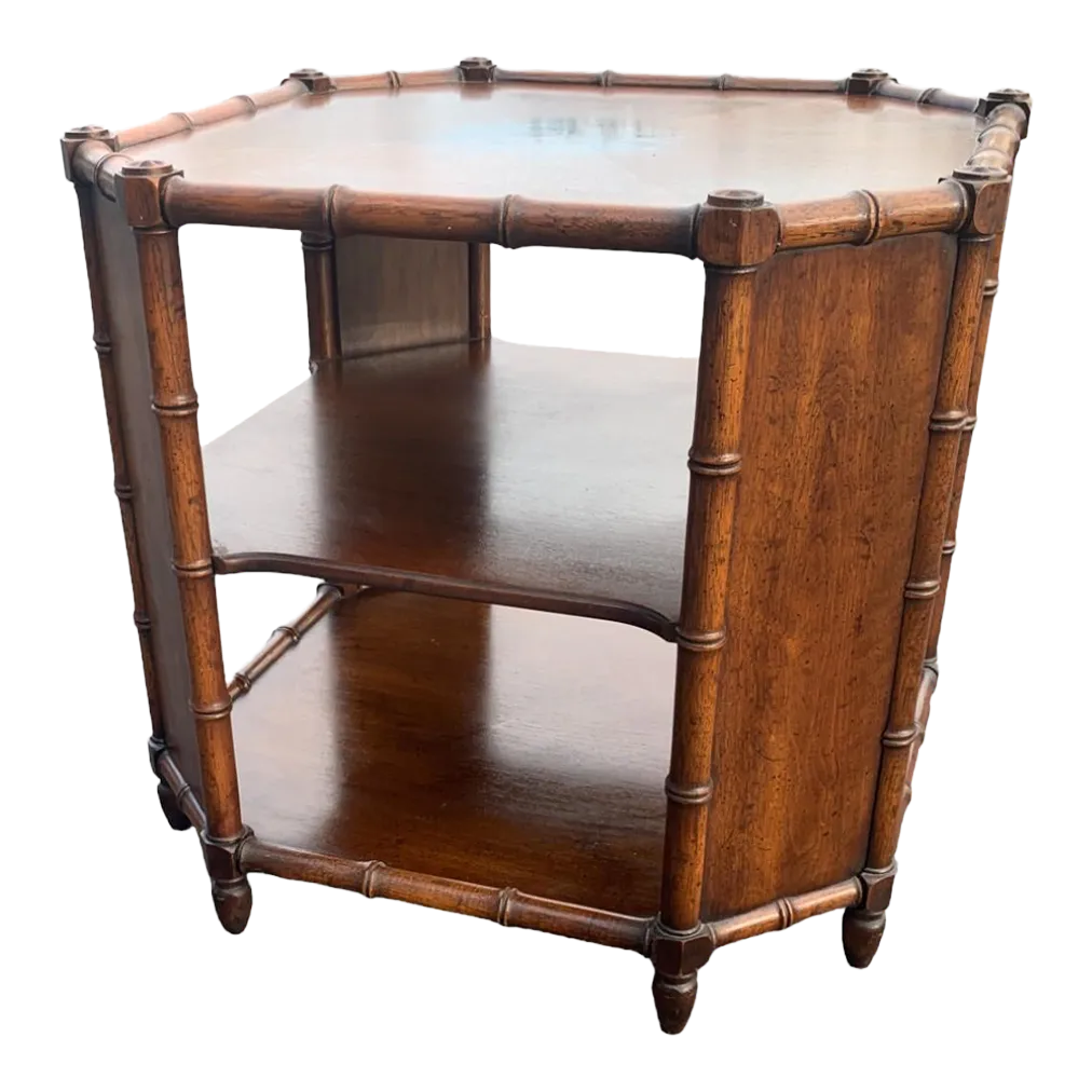 Mid 20th Century Henredon Mid-Century Octagonal Faux Bamboo End Table 3 ...