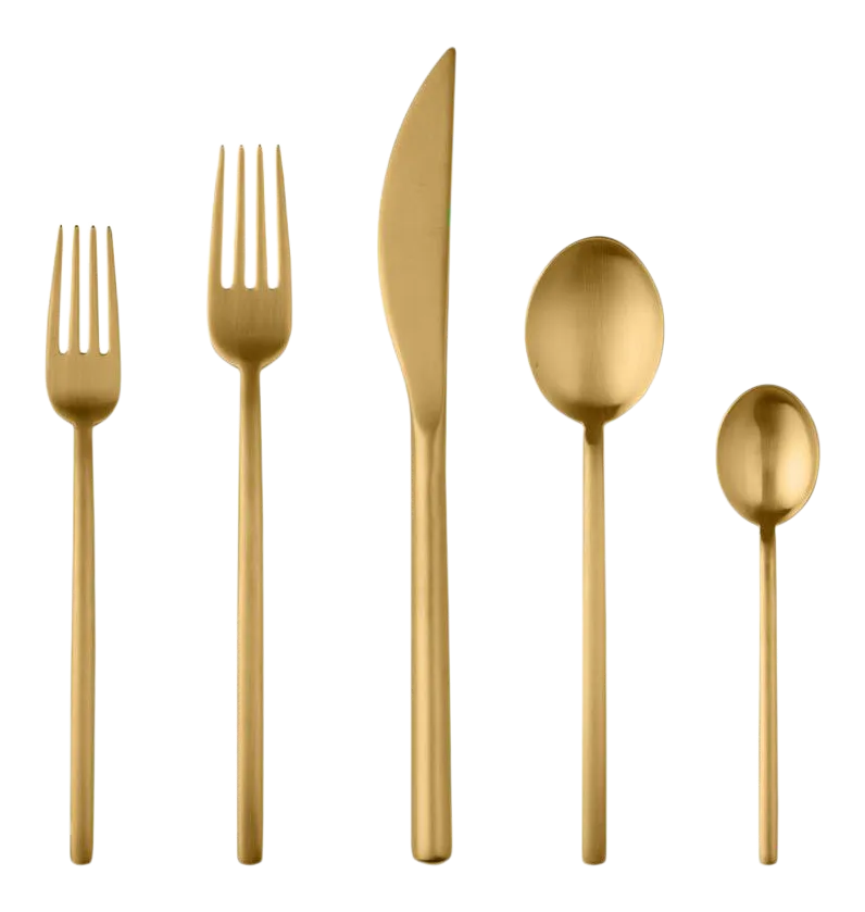 Mepra Linea 5-Piece Flatware Set, Ice Oro | Chairish