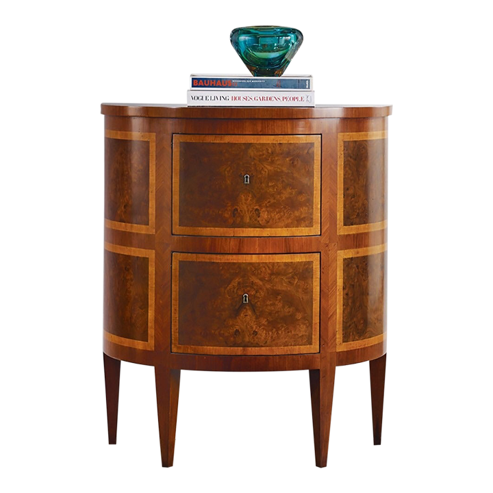 Inlaid Two Drawer Half - Round | Chairish