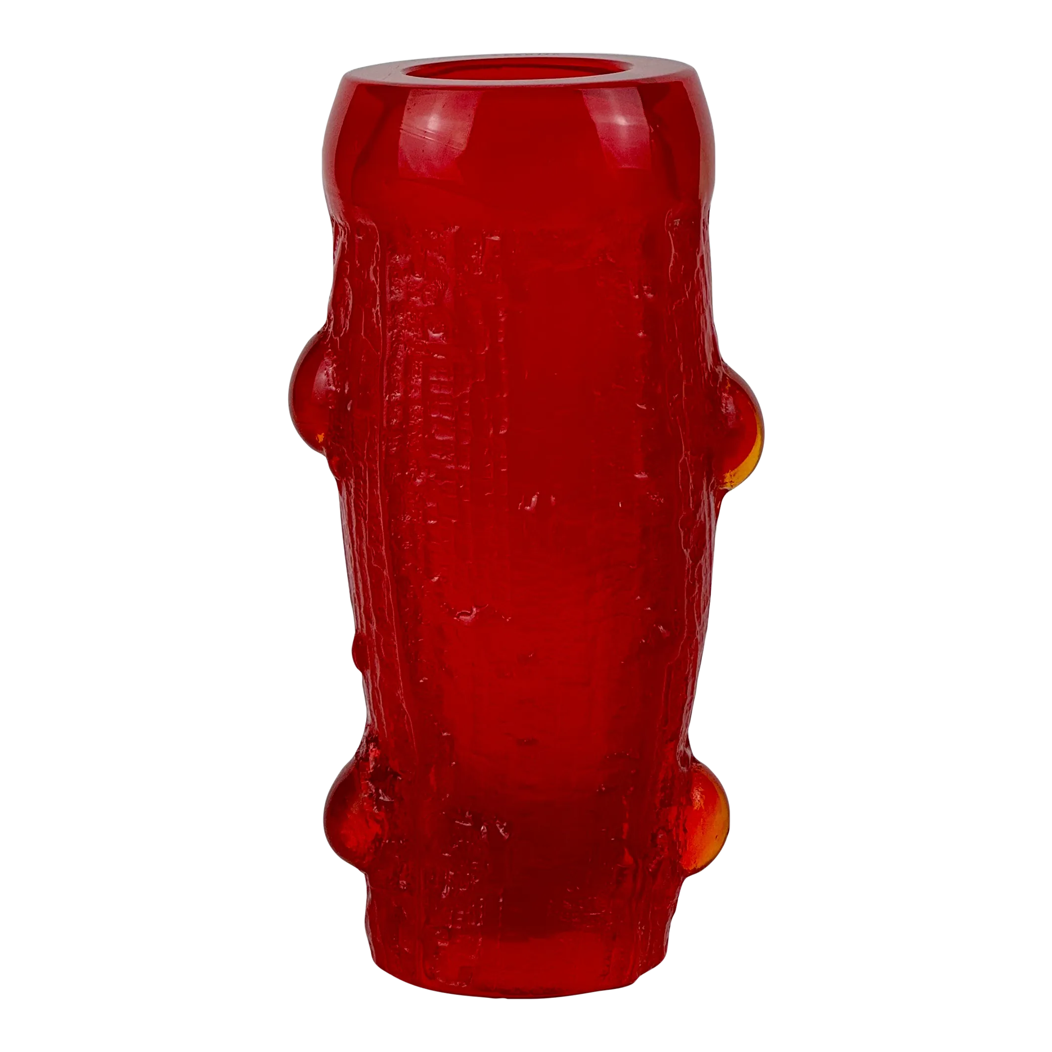 1990s Vintage Candy Red Glass Vase With Nubby Design, Signed & Numbered ...
