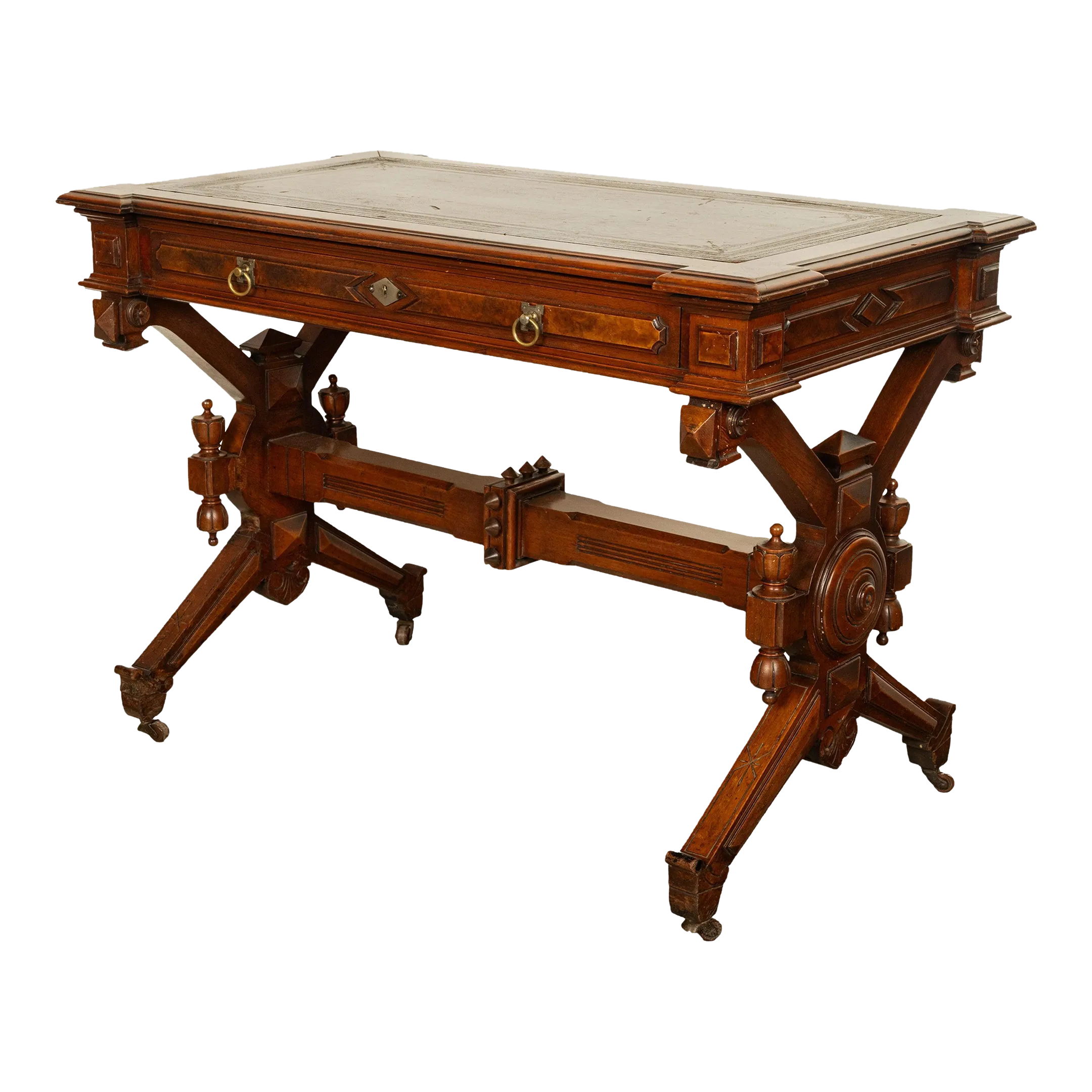 Antique American Walnut Renaissance Revival Aesthetic Movement Desk ...