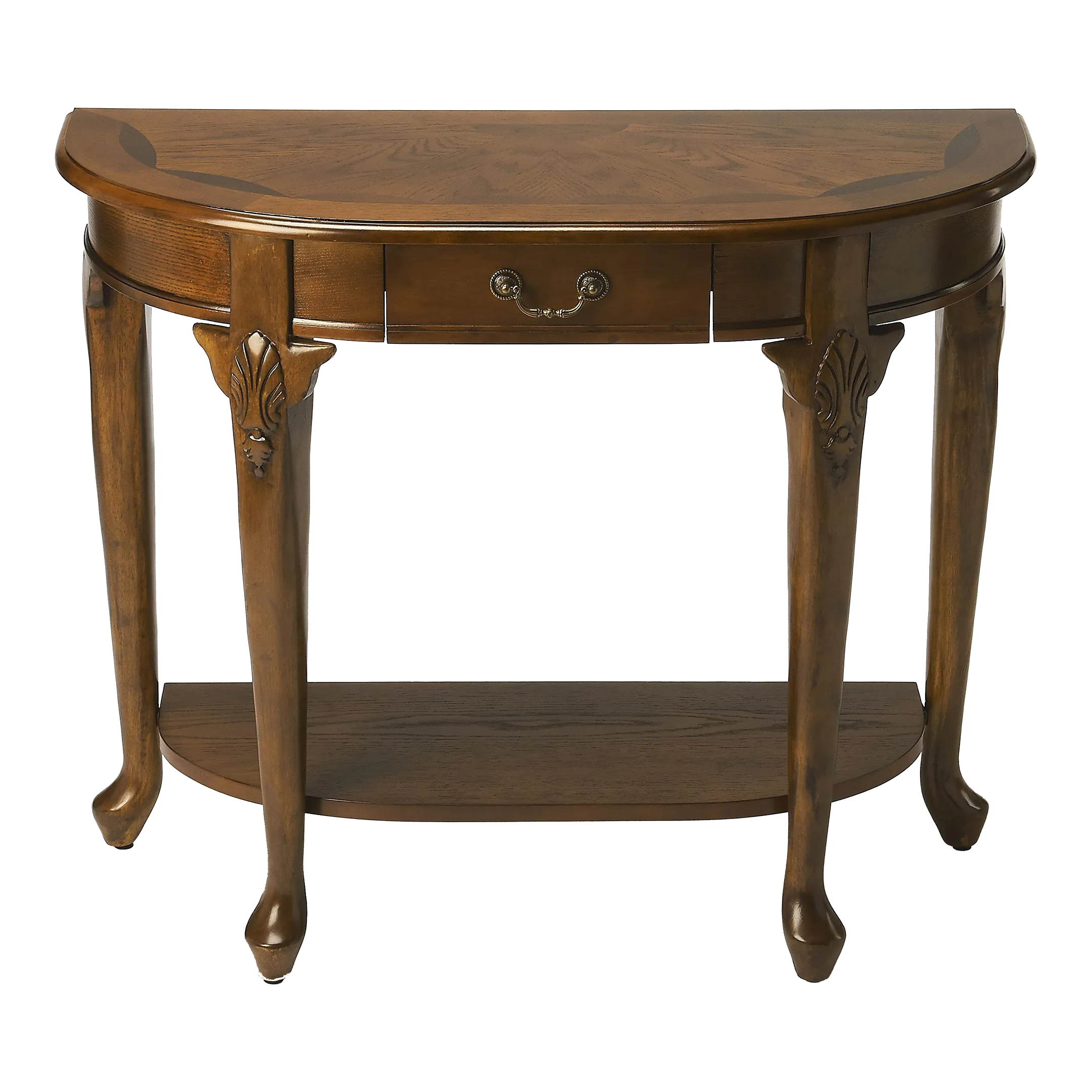 Kimball 36" Demilune Wood Console Table with Storage, Medium Brown ...