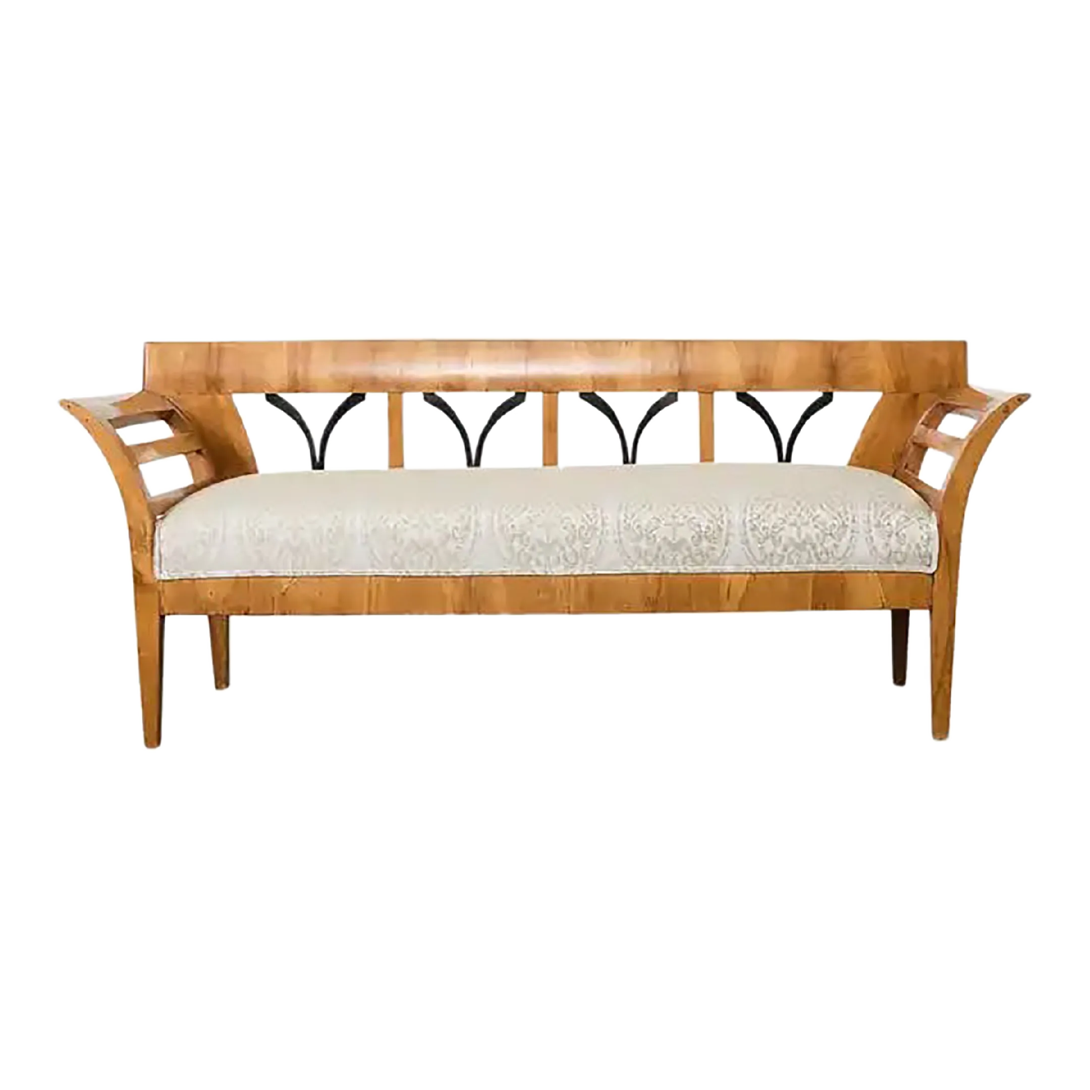 19th Century Swedish Neoclassical Style Birch Veneer Bench Seat | Chairish
