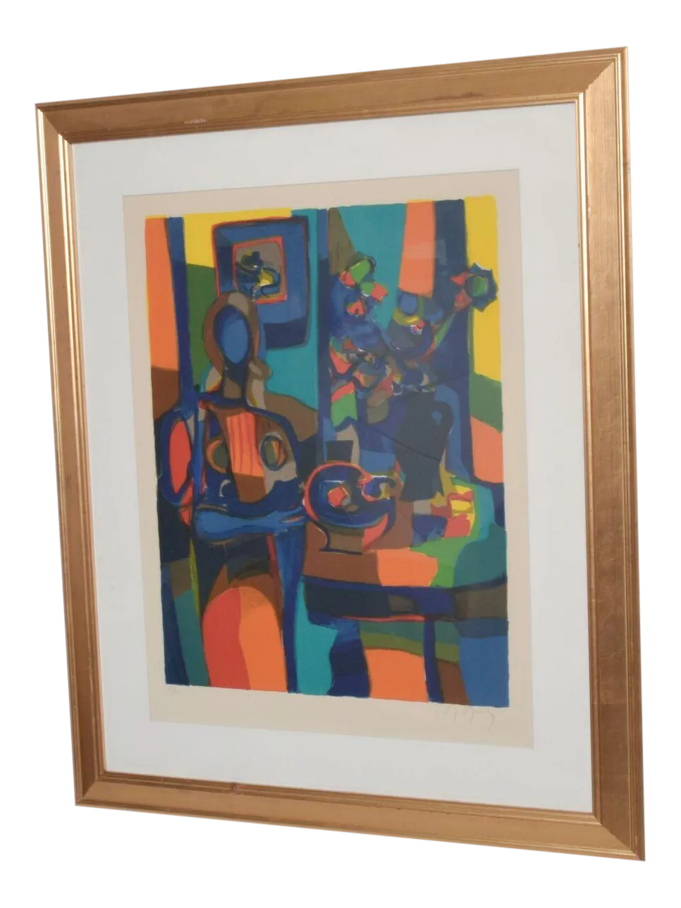 1960s Abstract French Art Still Life Color Lithograph Marcel Mouly ...