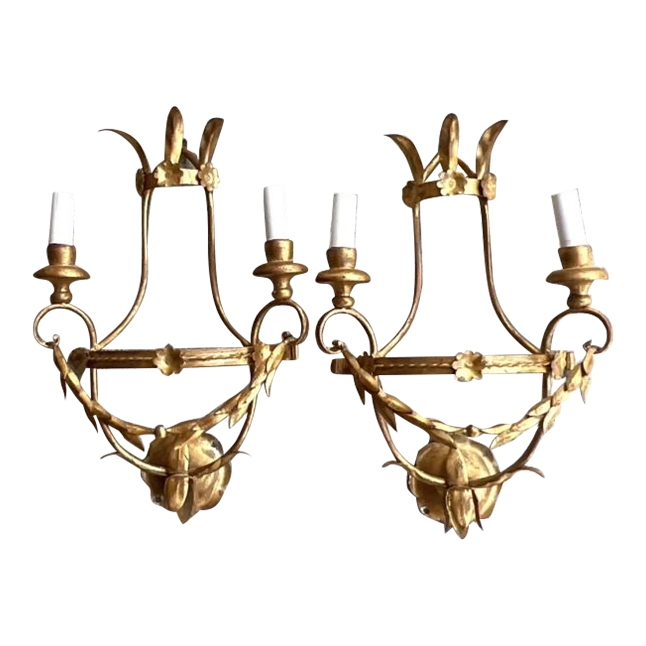 Vintage Regency Gilt Swag Sconces - a Pair | Chairish