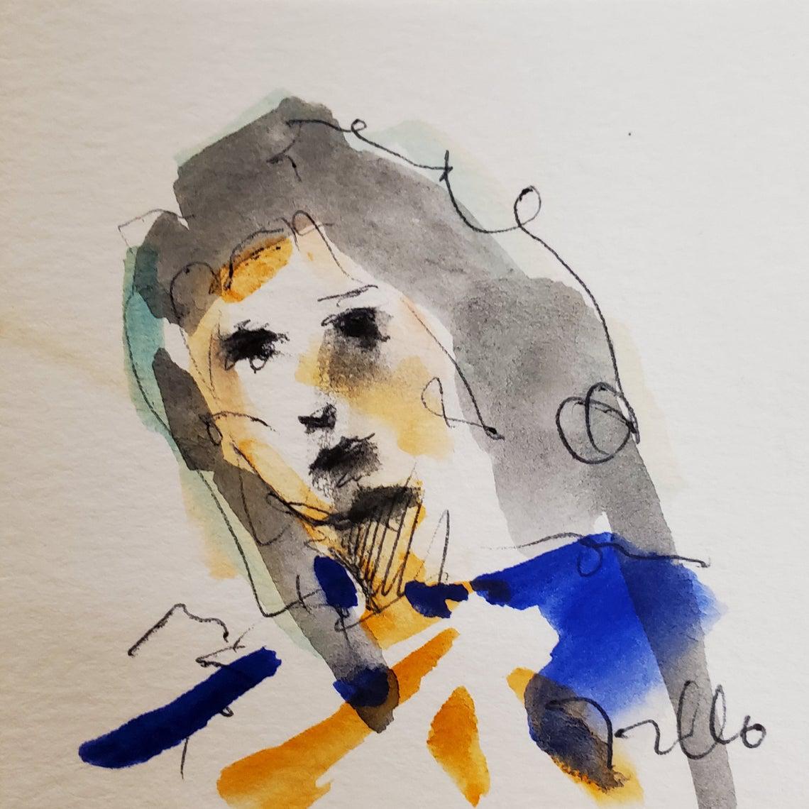 Contemporary Expressionist Style Portrait Watercolor Painting by Jose ...