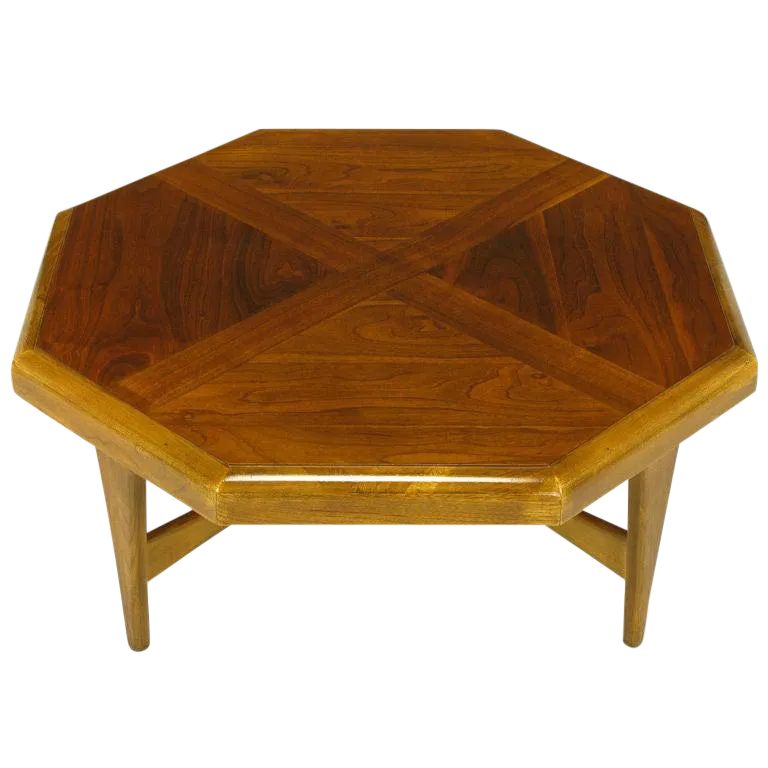 Octagonal Figured Walnut Parquetry Coffee Table | Chairish