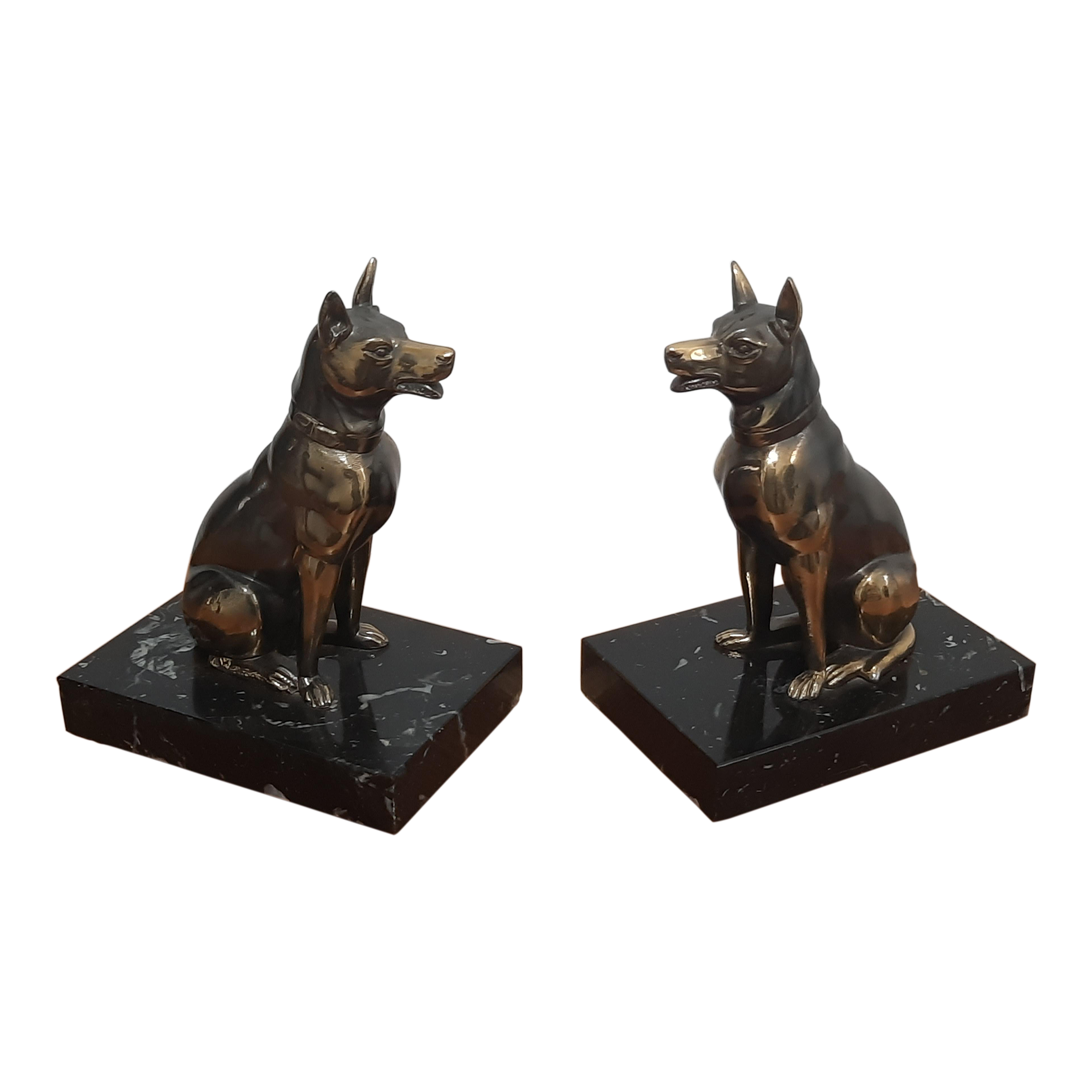 1930s Art Deco Figural Bookends Doberman Dogs by Jamar - a Pair | Chairish