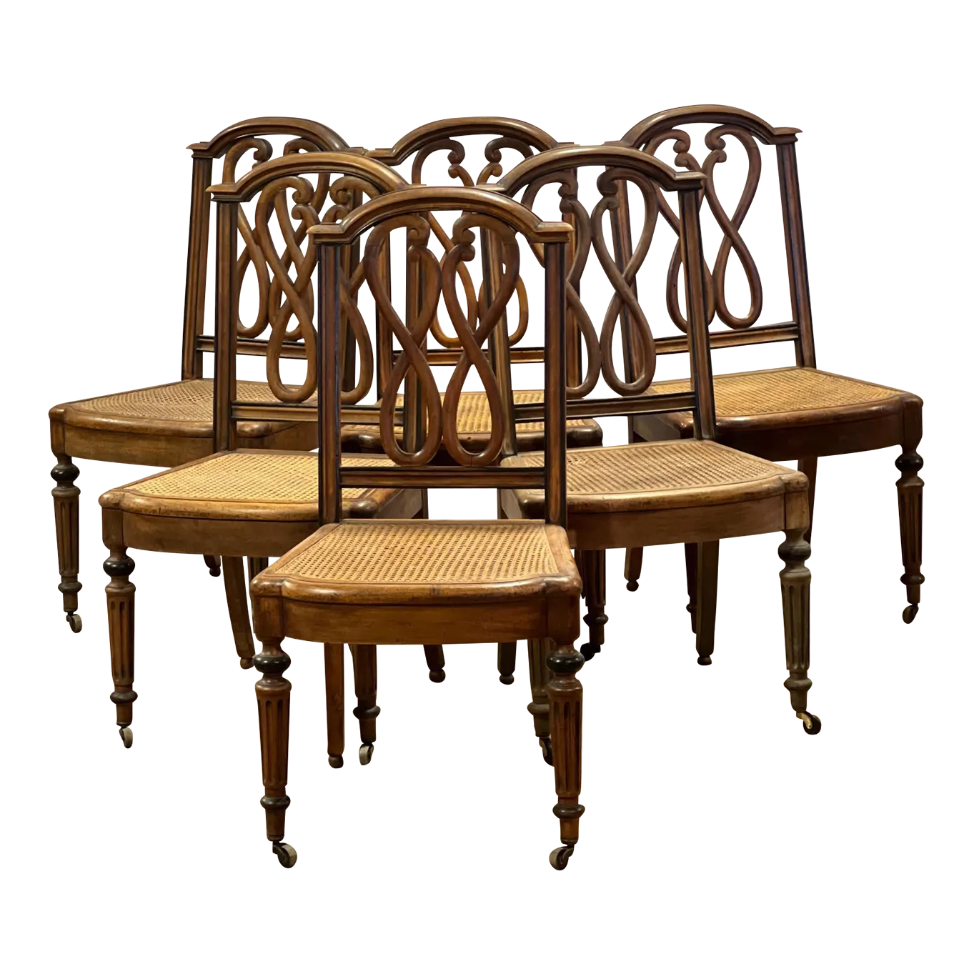 19th Century Antique French Napoleanic III Set of 6 Dining Chairs With ...