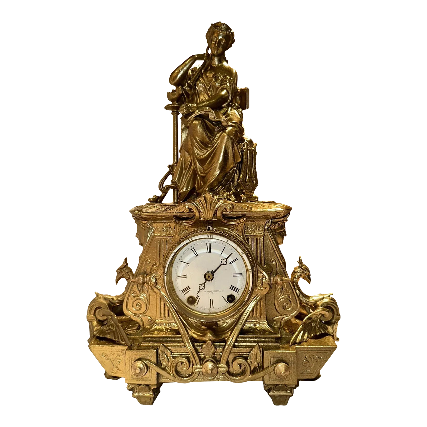 19th Century Seth Thomas & Sons Figural Mantel Clock | Chairish