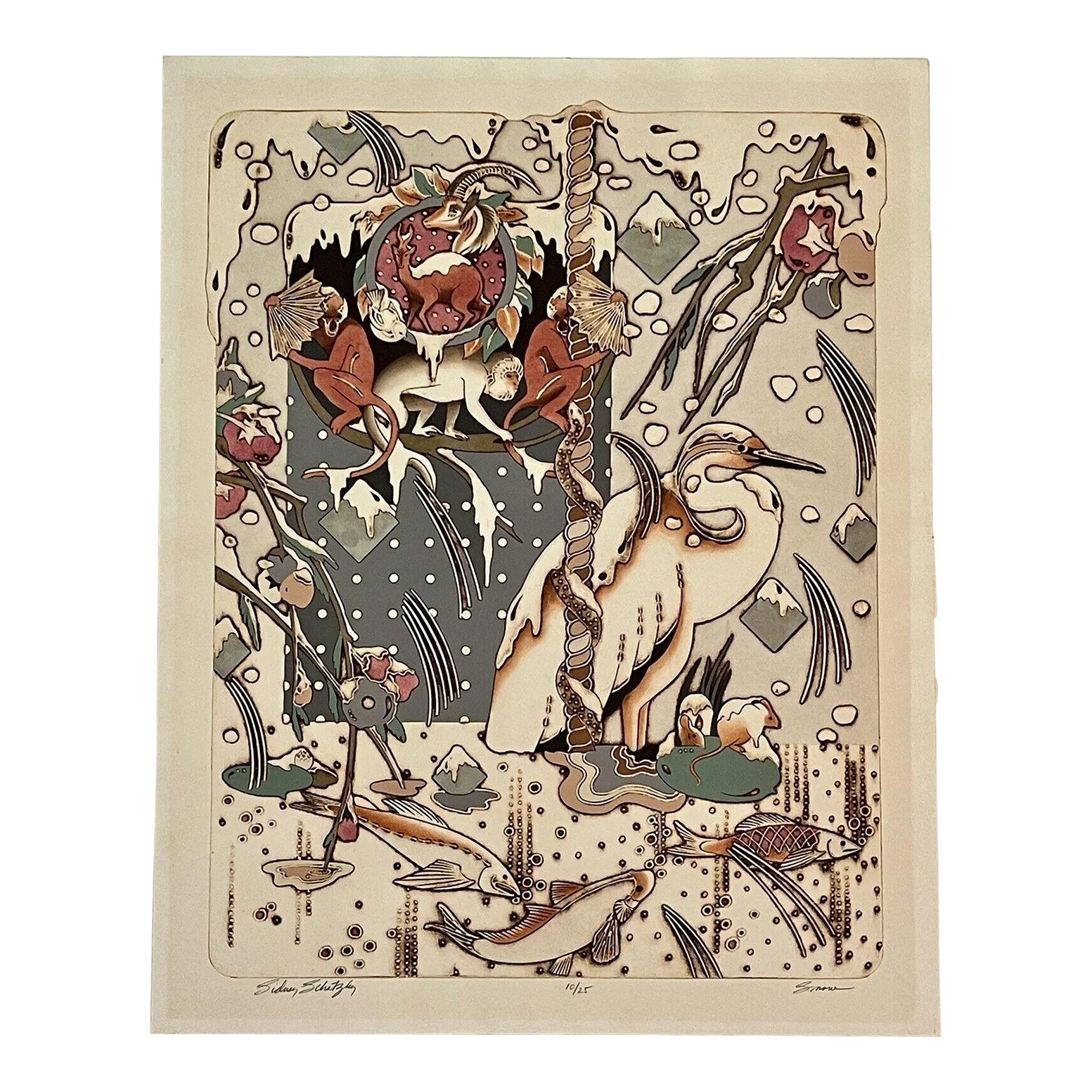 1980s “Snow” 10/25 Sidney Schatzky Hand Colored Limited Edition ...