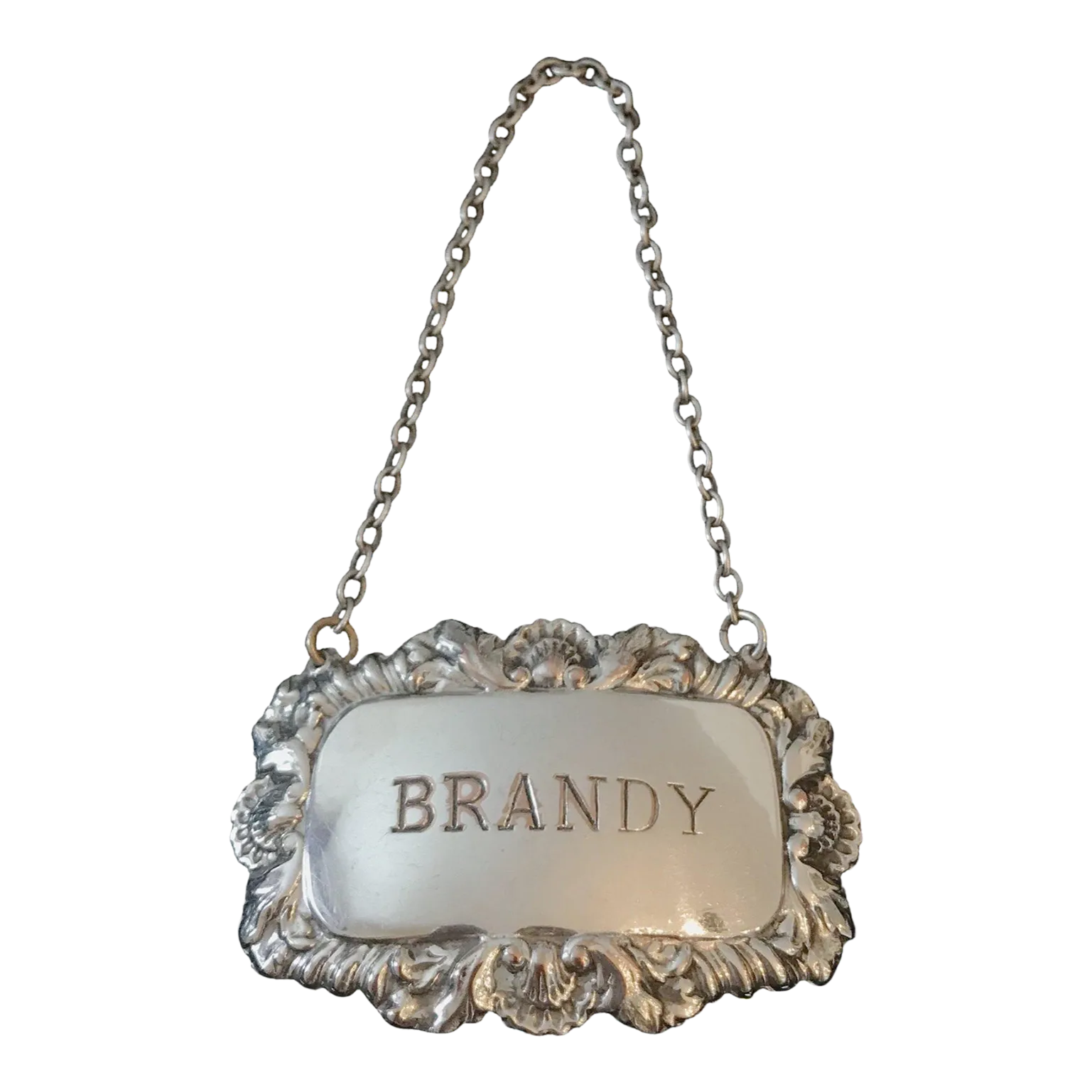 Late 19th Century British Silver Early Brandy Label | Chairish