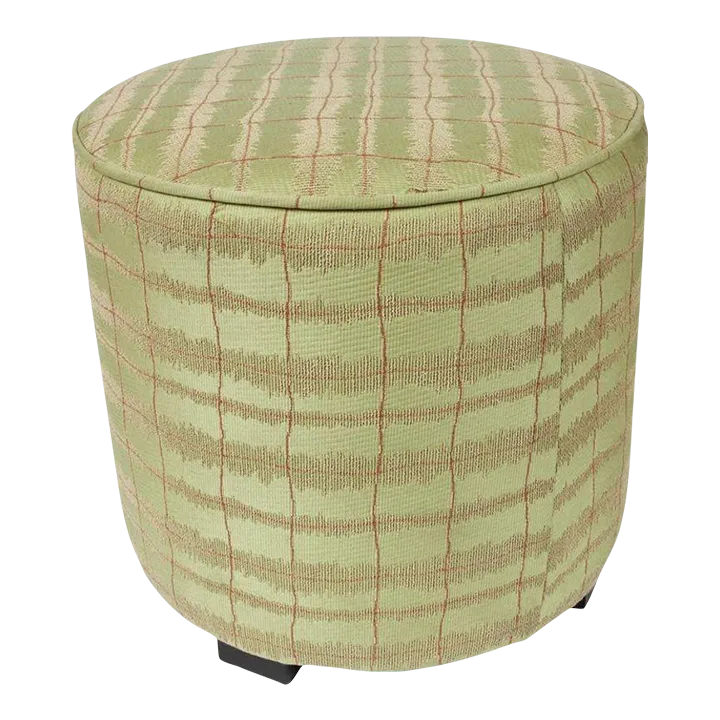 Modern Lime Green Round Moroccan Upholstered Stool | Chairish