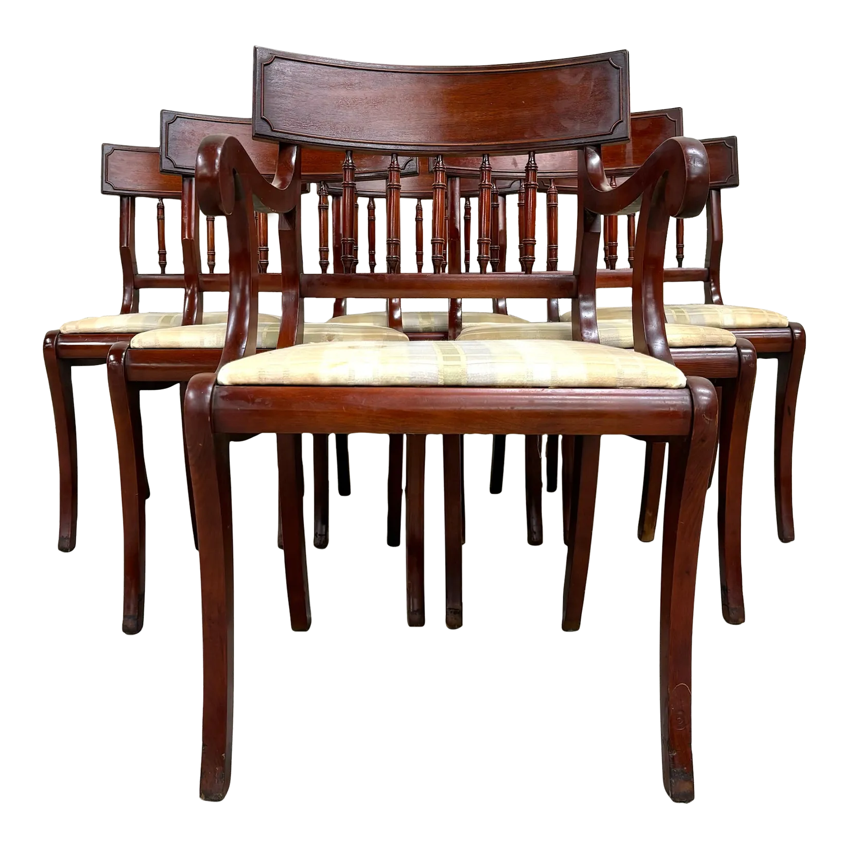 Vintage Duncan Phyfe Regency Empire Style Klismos Dining Chairs - Set of 6 | Chairish