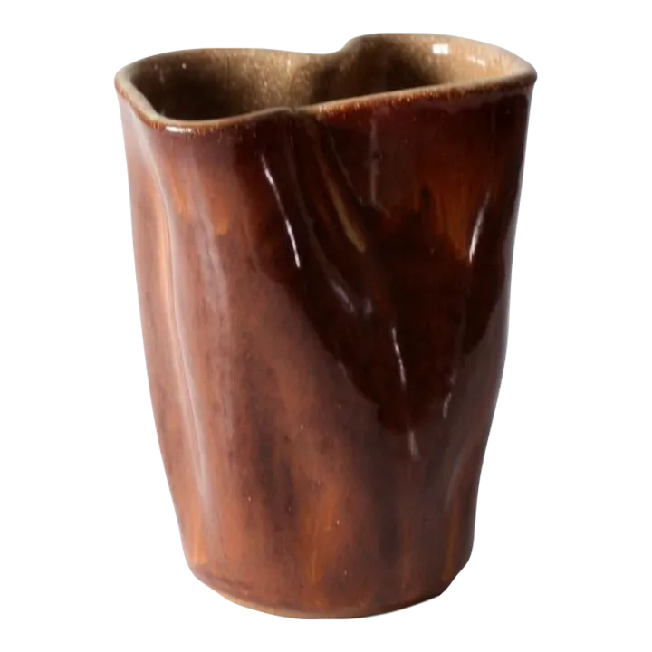 Vintage Free Form Studio Pottery Vase | Chairish