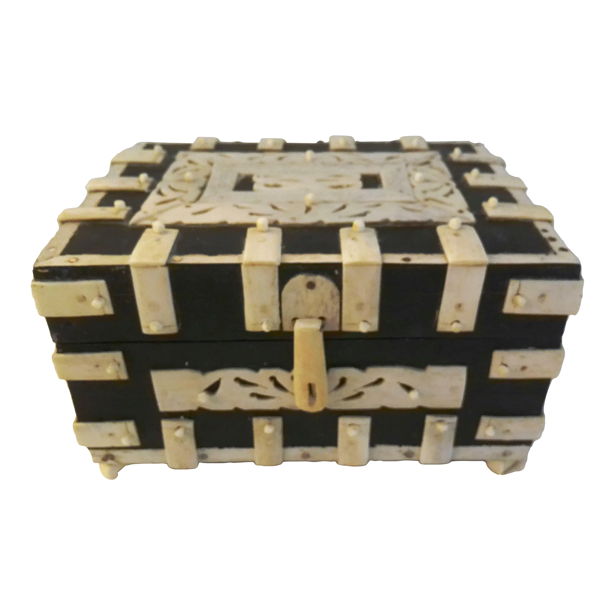 Antique Anglo-Indian Vizagapatam Bone Overlay Wood Box | Chairish