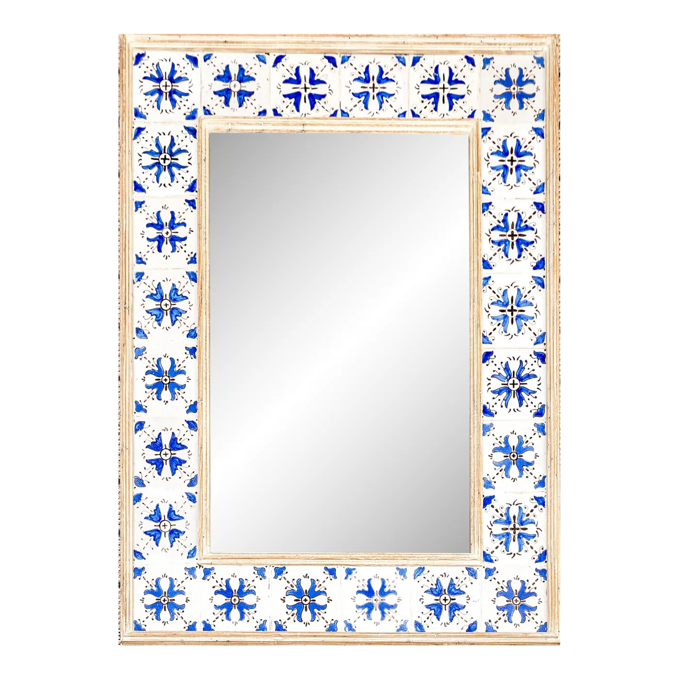 1960s Vintage French Mirror With Antique Tiles Surround | Chairish