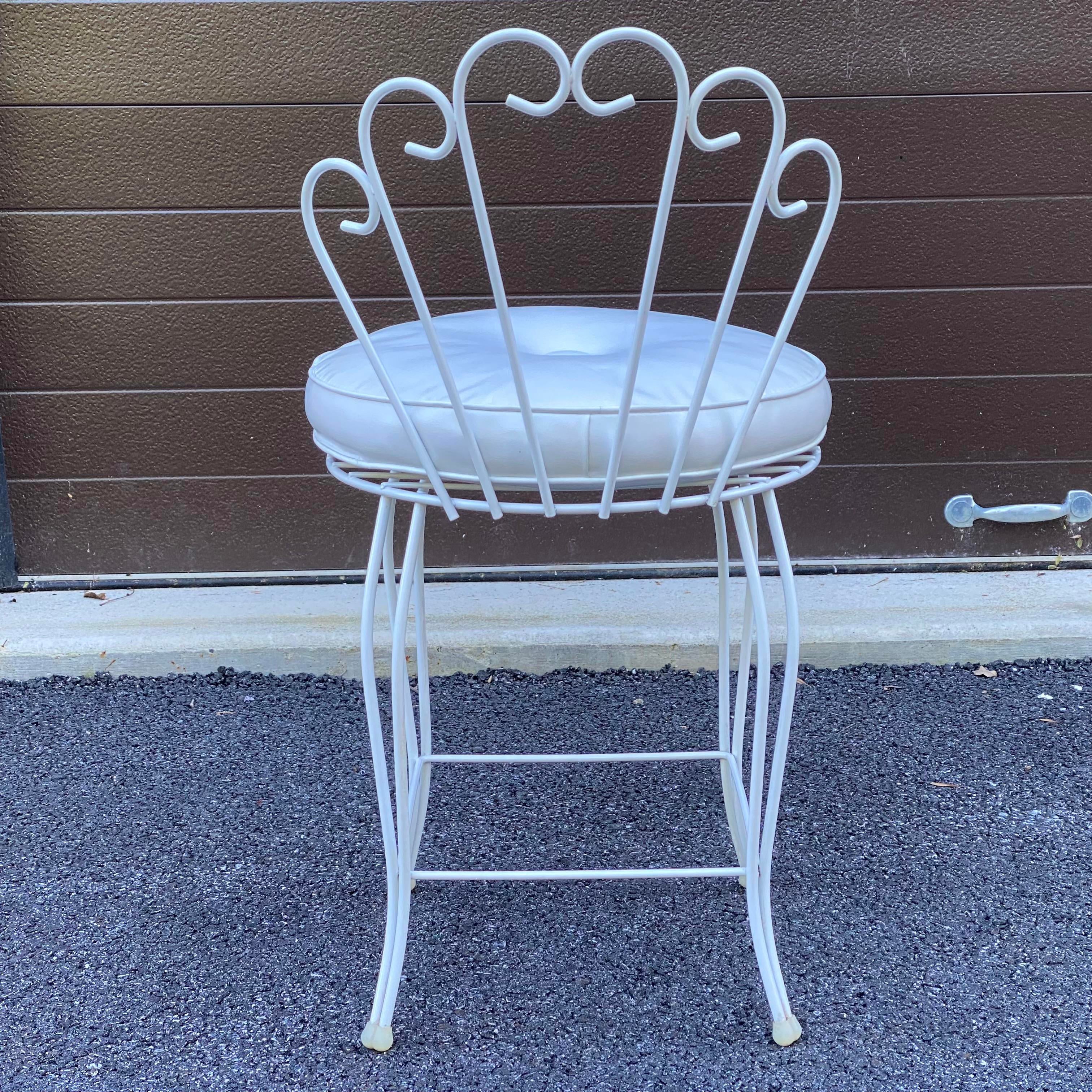 Vintage wrought iron vanity chair store