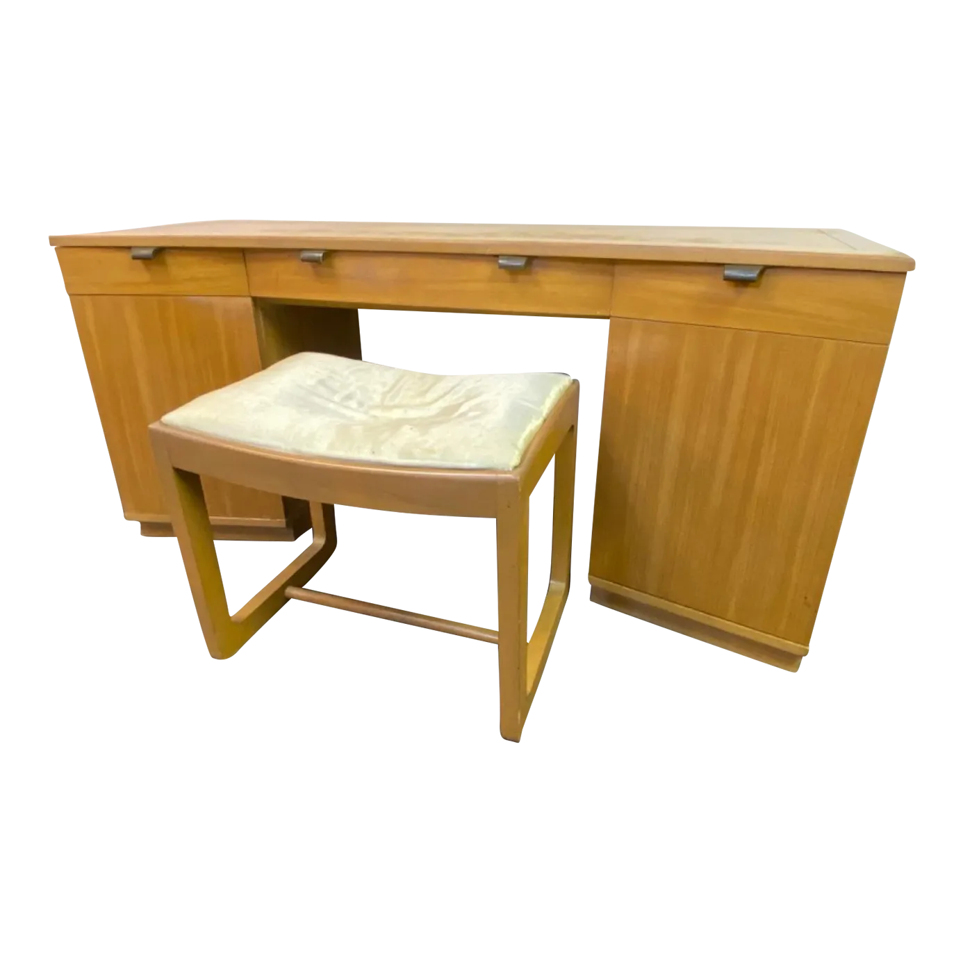 Mid Century Edward Wormley Precedent Line Vanity With Stool - Set of 2 ...