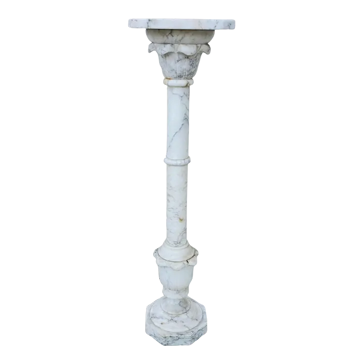 Antique Italian Calcutta Marble Carved Column Pedestal Display Plant ...