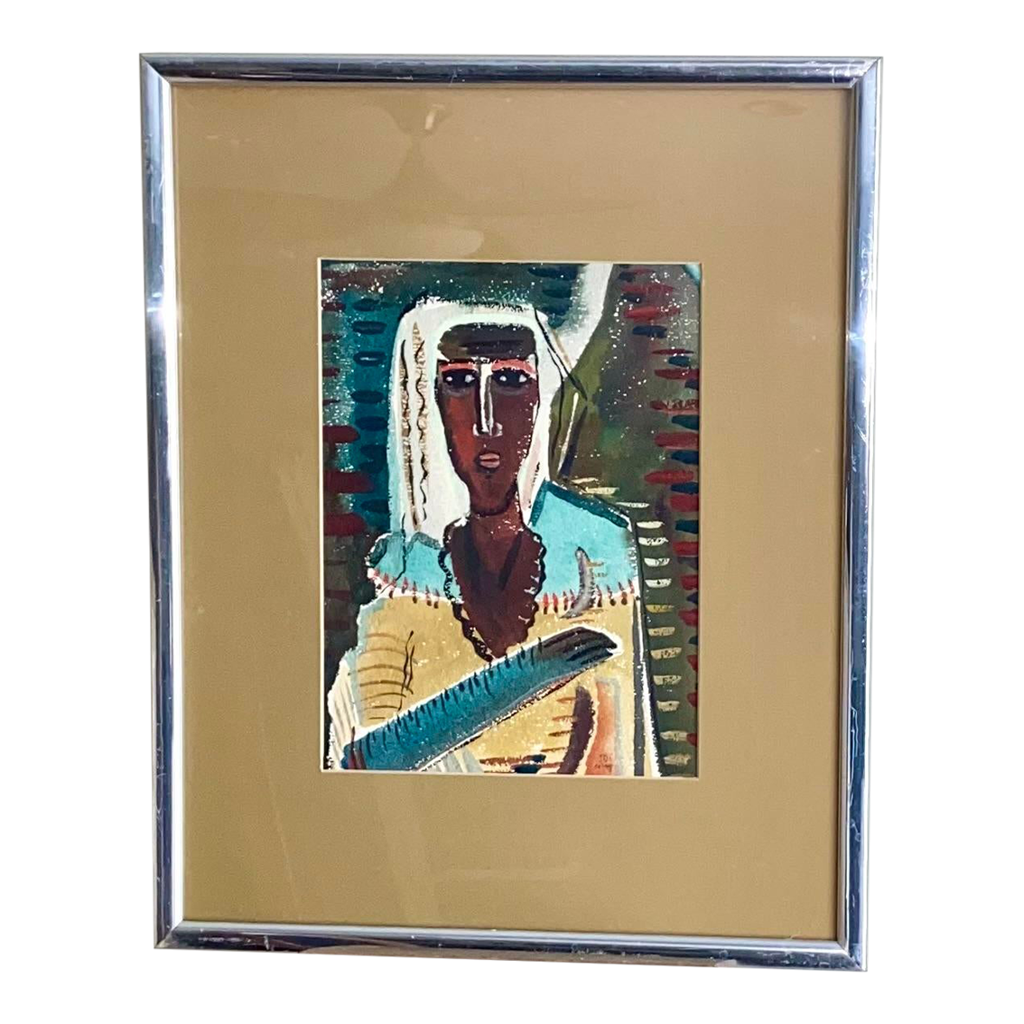 Jane Downs Carter Listed Artist Early Original Watercolor Portrait | Chairish