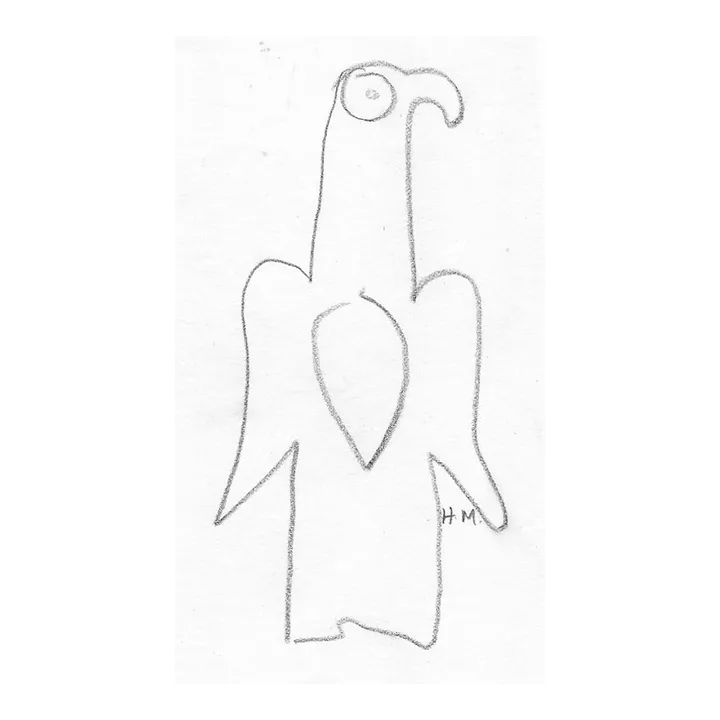 MCM Helen Malta Phoenix Drawing | Chairish