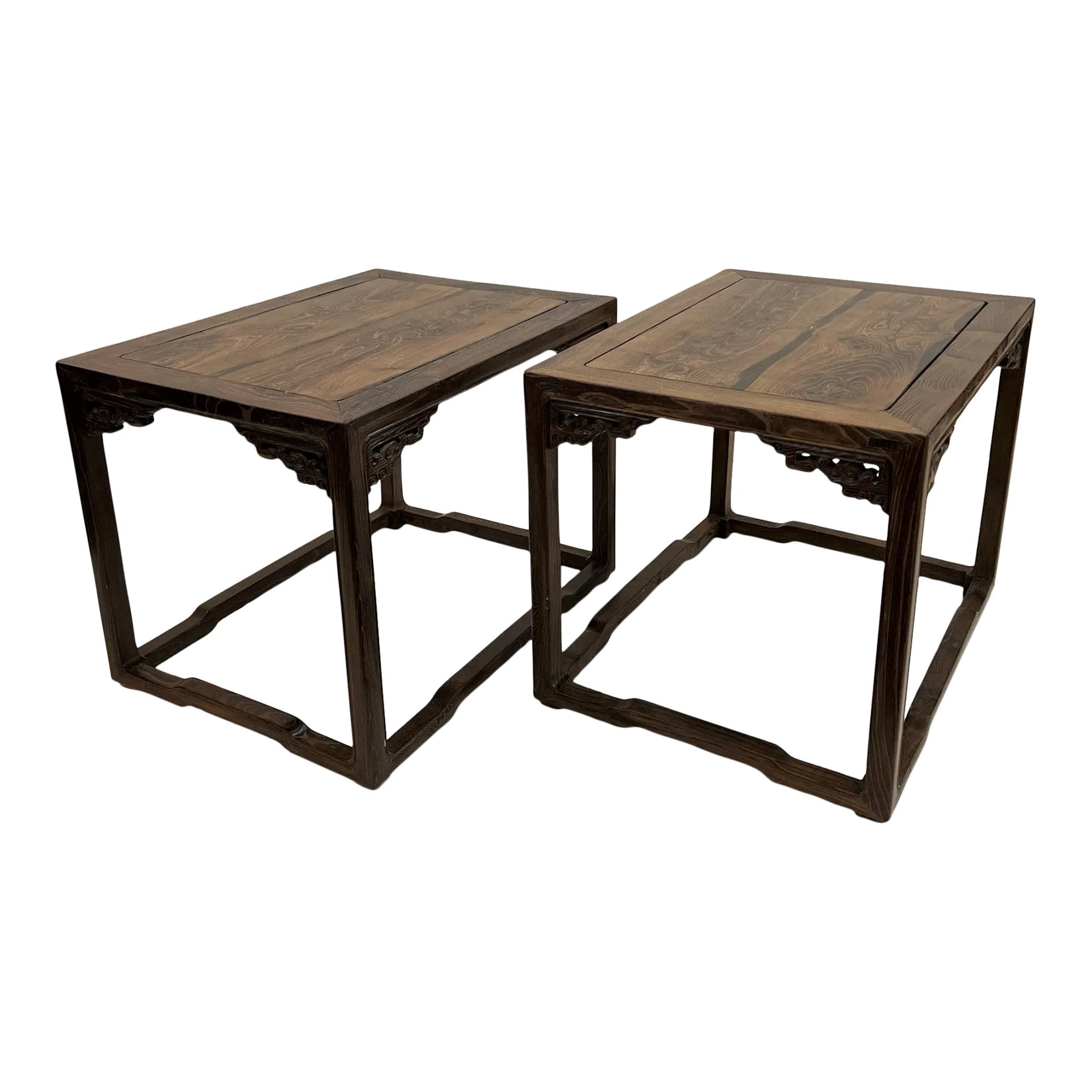Pair of Ming Dynasty Style Jiajingmu Side Tables | Chairish