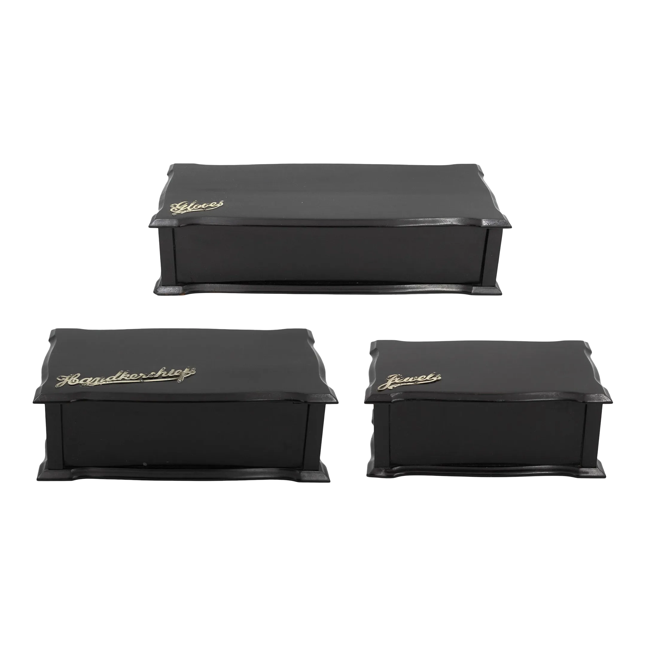 1920s English Art Deco Solid Ebony Dressing Boxes - Set of 3 | Chairish