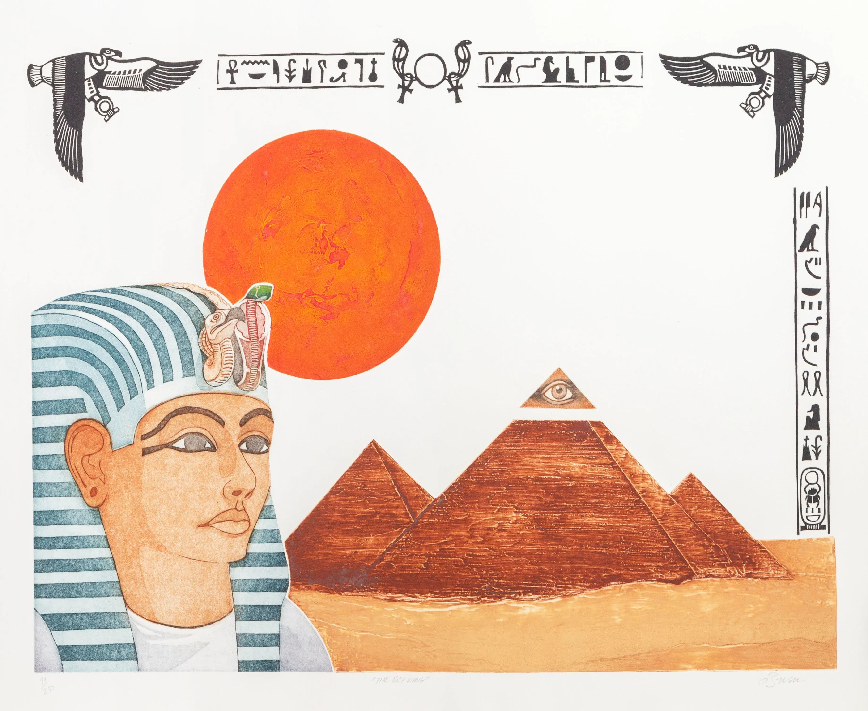 O'Brian, "The Boy King", Original Print of Egyptian Pharaoh | Chairish
