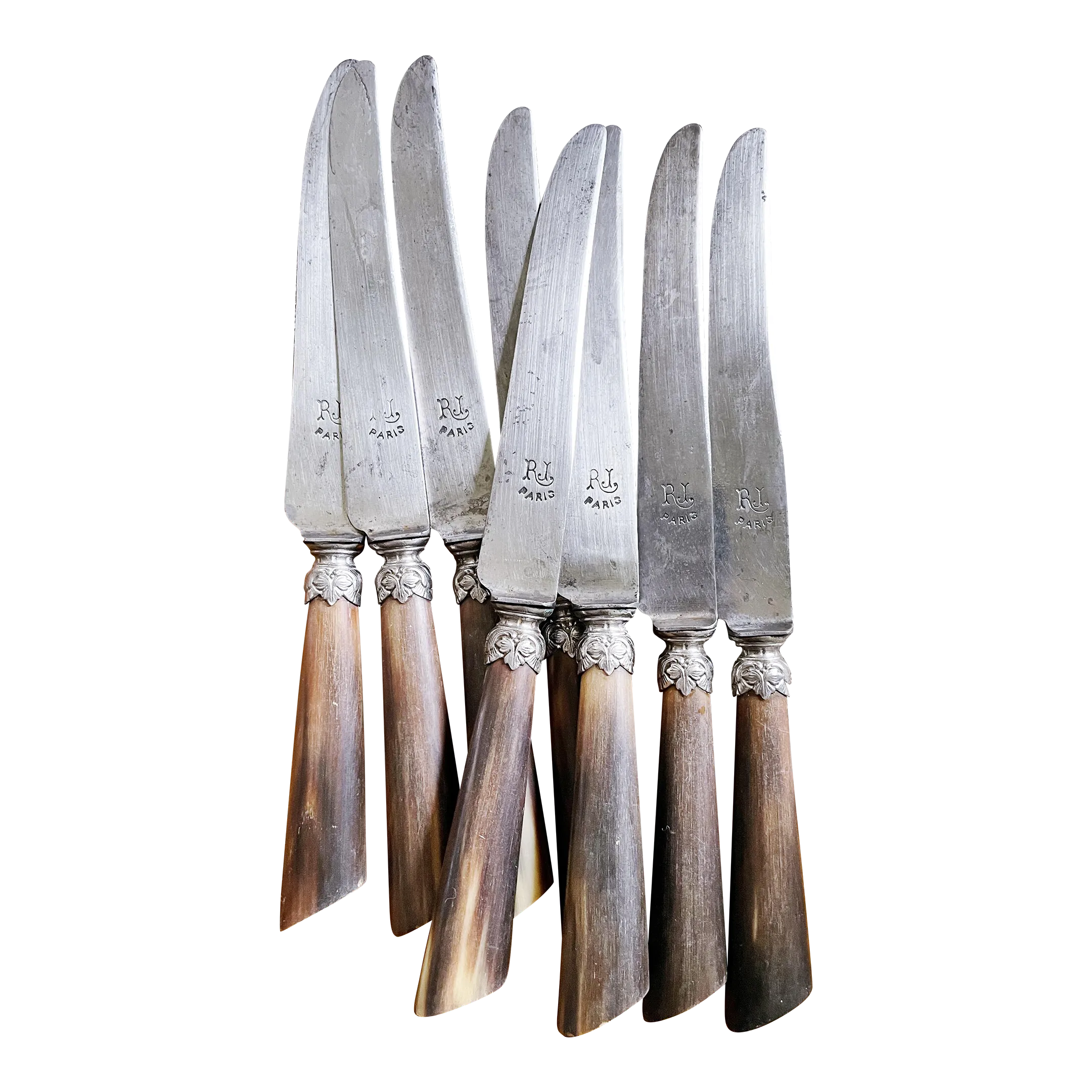 1920s French Horn Handle Knives- Set of 8 | Chairish