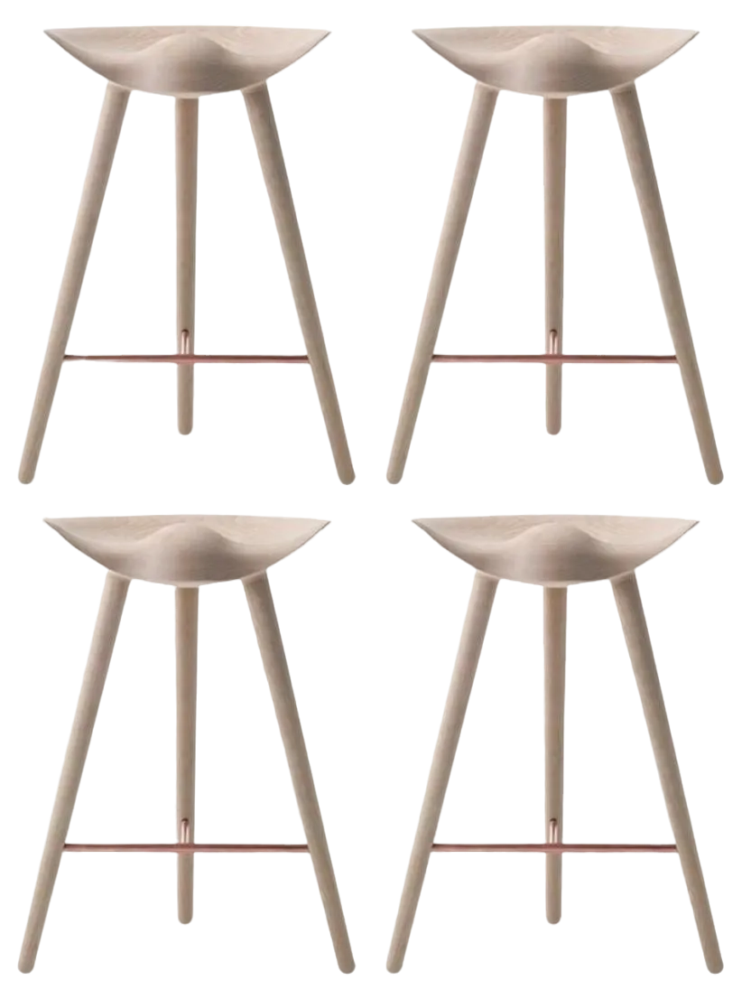 Oak / Copper Counter Stools by Lassen, Set of 4 | Chairish