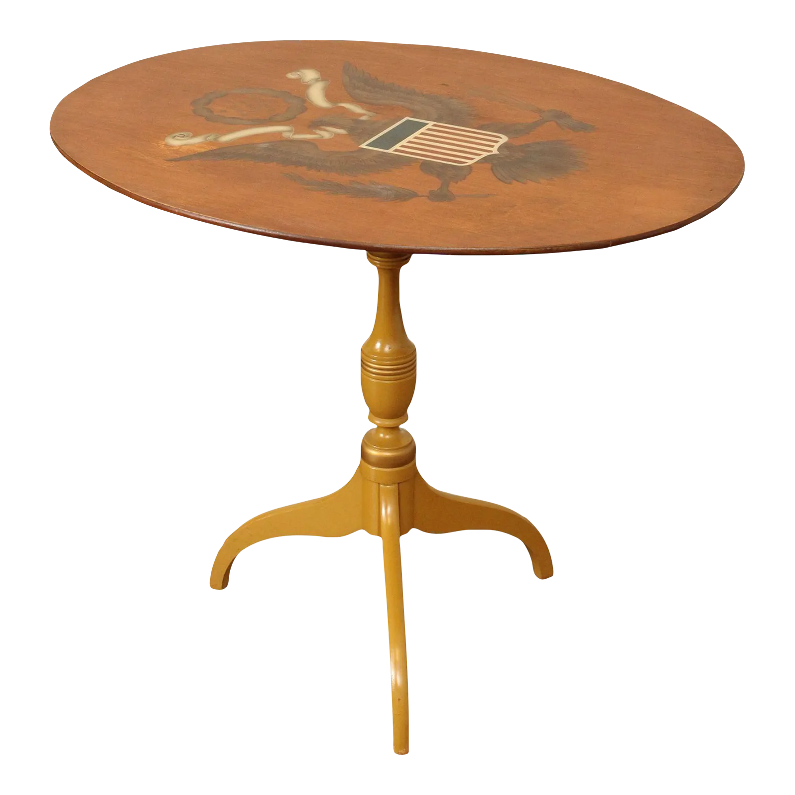 L. Hitchcock Federal Style Eagle Stenciled Tilt-Top Table | Chairish
