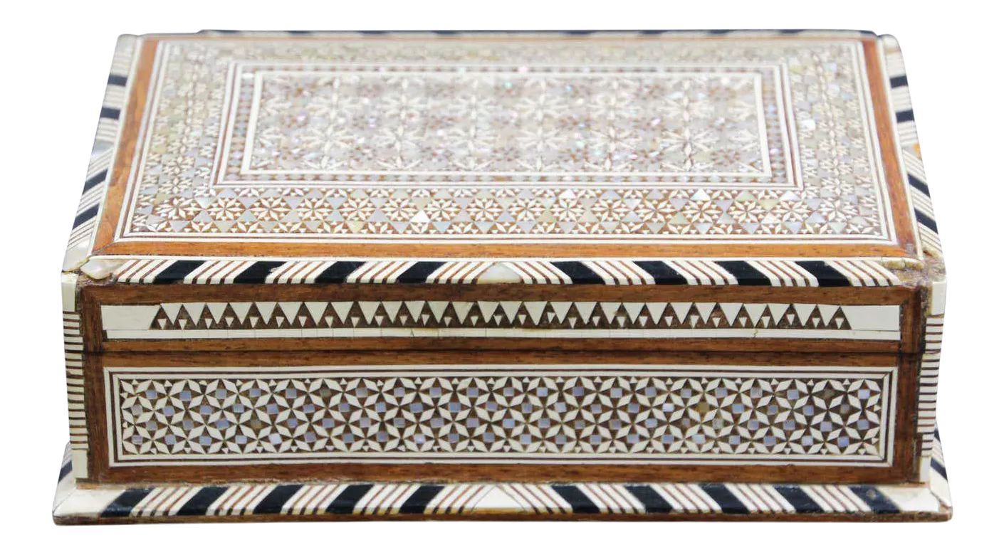 Moorish Handcrafted Middle Eastern Mosaic Inlaid Decorative Box | Chairish