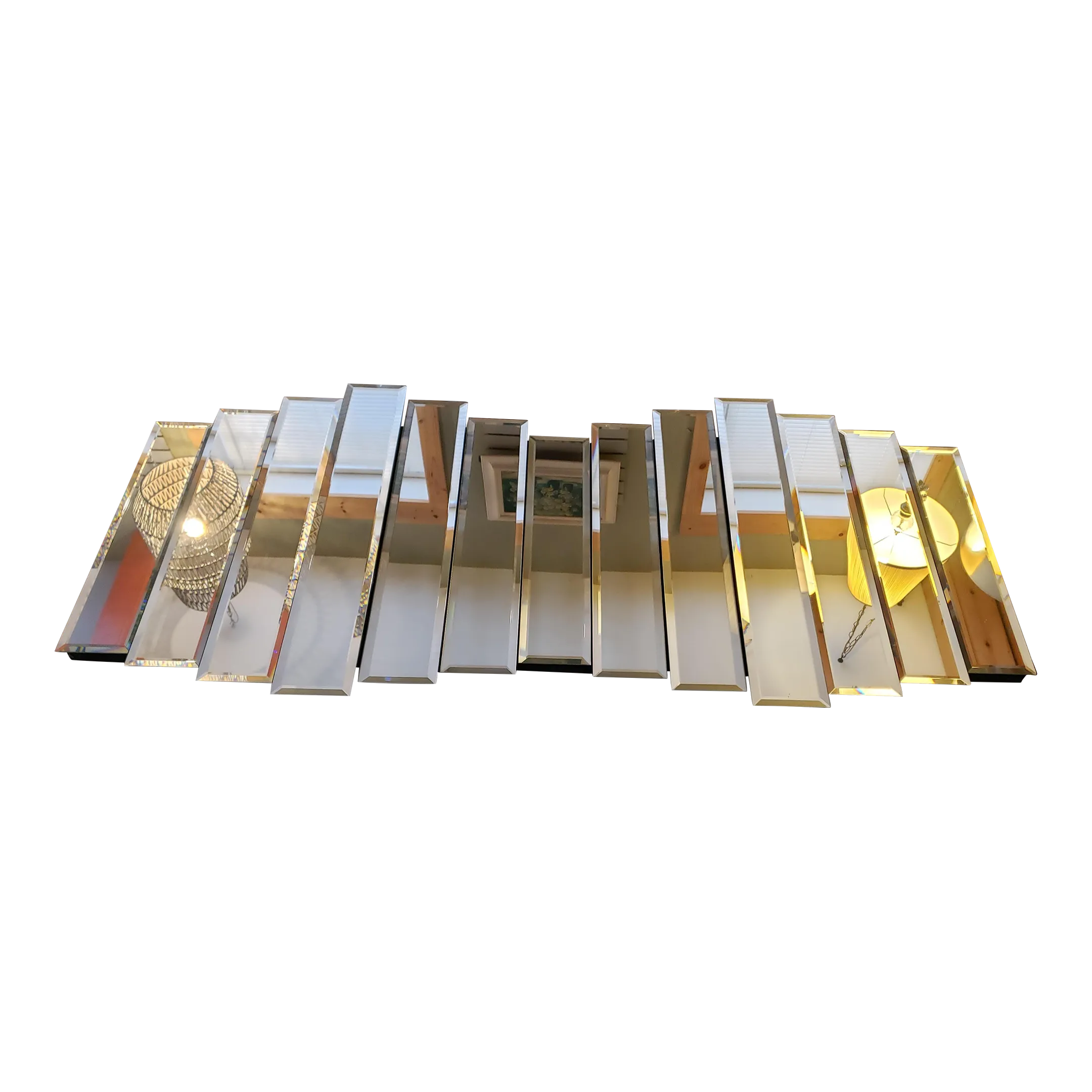 1980s Art Deco Mid Century Modern 13 Step Panel Layered Wall Mirror ...